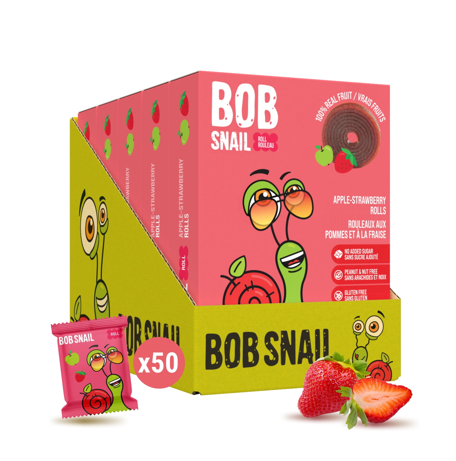 Bob Snail Fruit Rolls, Apple-Strawberry, 10 Pouches, 0.35 oz (10 g ...