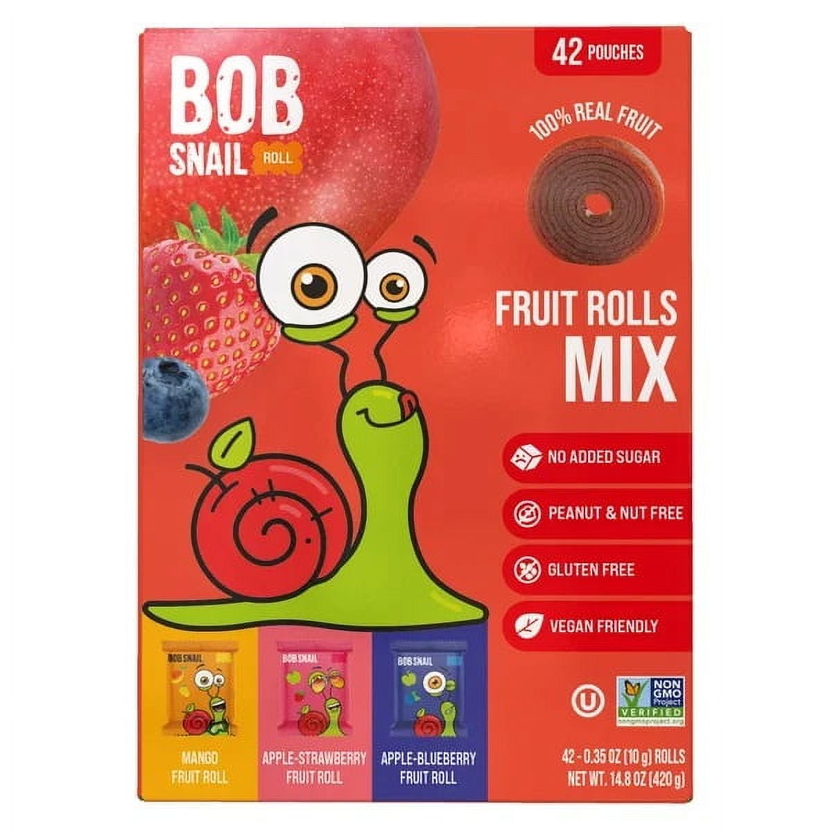 Bob Snail Fruit Rolls, Mango, Apple-Strawberry, Apple-Blueberry, Vegan ...