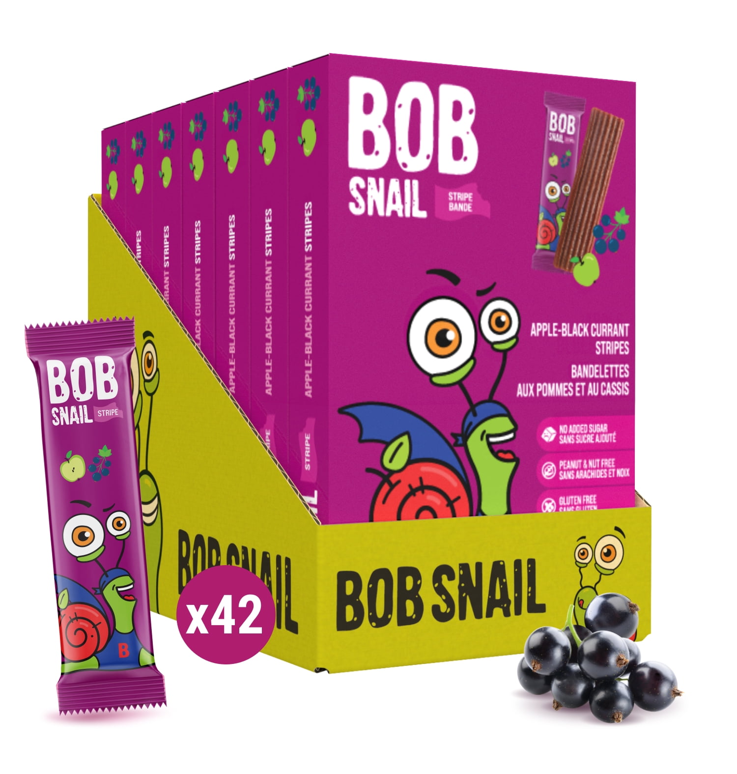 Bob Snail Fruit Stripe, Apple-Black Currant, 6 Count, 0.49 oz (14 g ...
