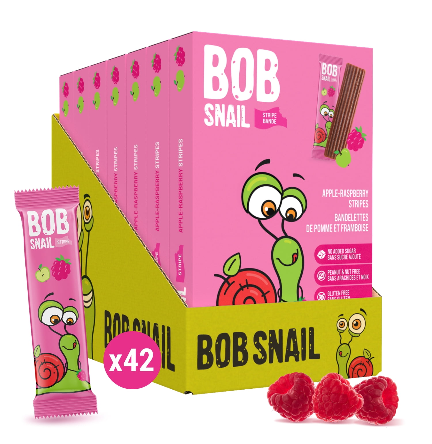 Bob Snail Fruit Stripe, Apple-Raspberry, 6 Count, 0.49 oz (14 g) Each ...