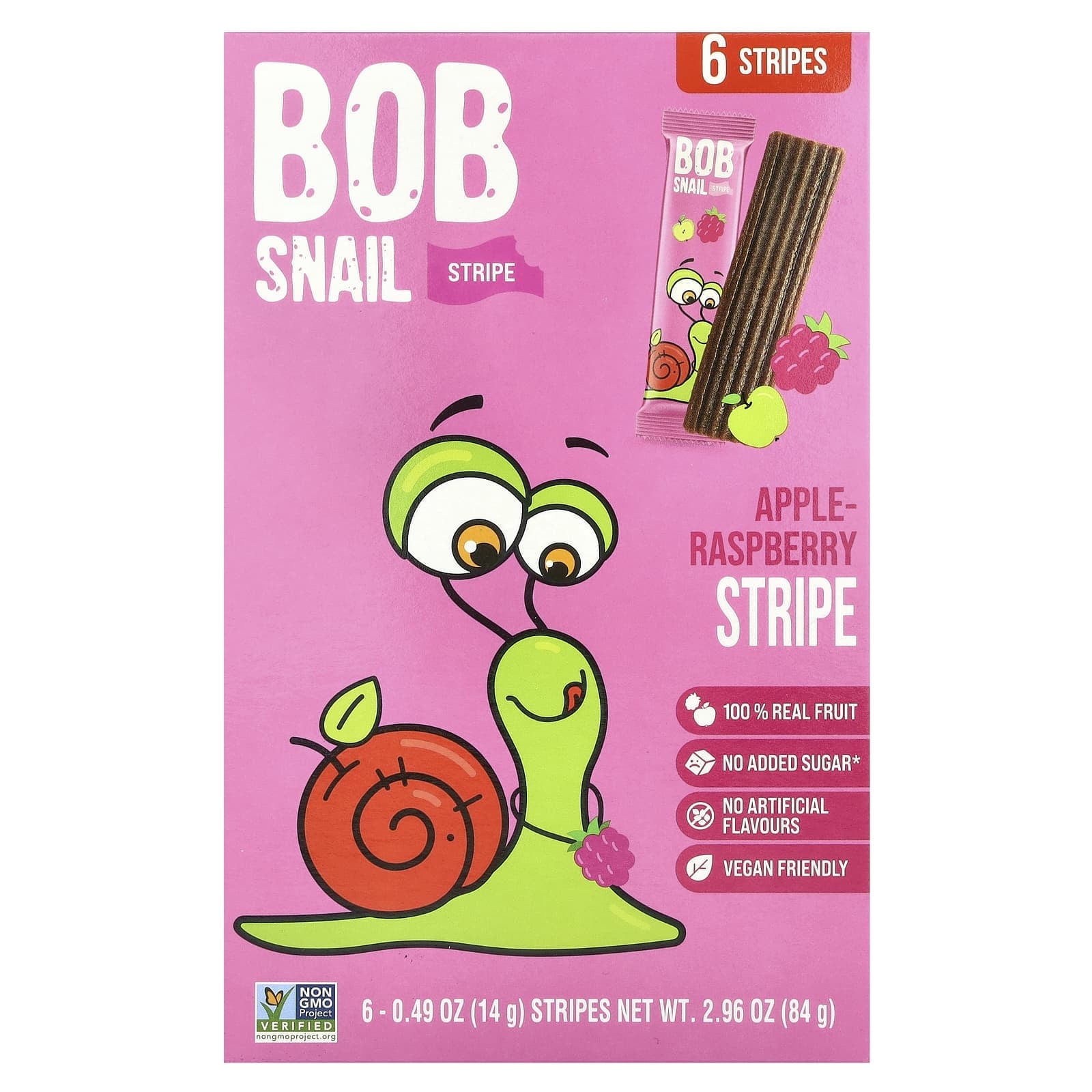 Bob Snail, Fruit Stripe, Apple-Raspberry, 6 Count, 0.49 oz Pack of 4 ...