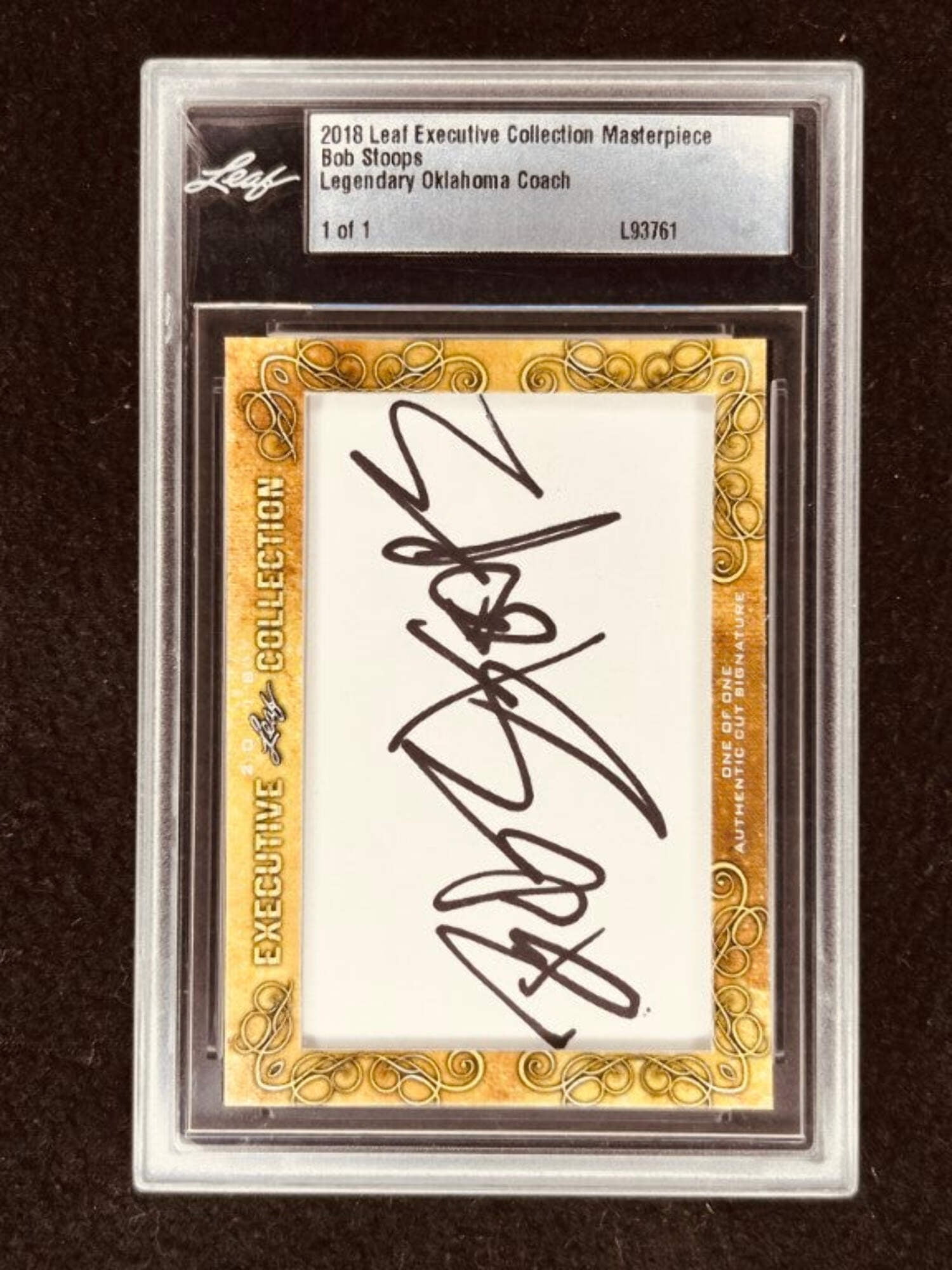 Bob Stoops 2018 Leaf Masterpiece Cut Signature certified autograph card ...