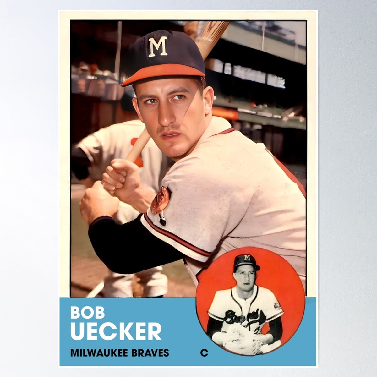 Bob Uecker Vintage Milwaukee Baseball Card Poster Wall Art, Modern Wall ...