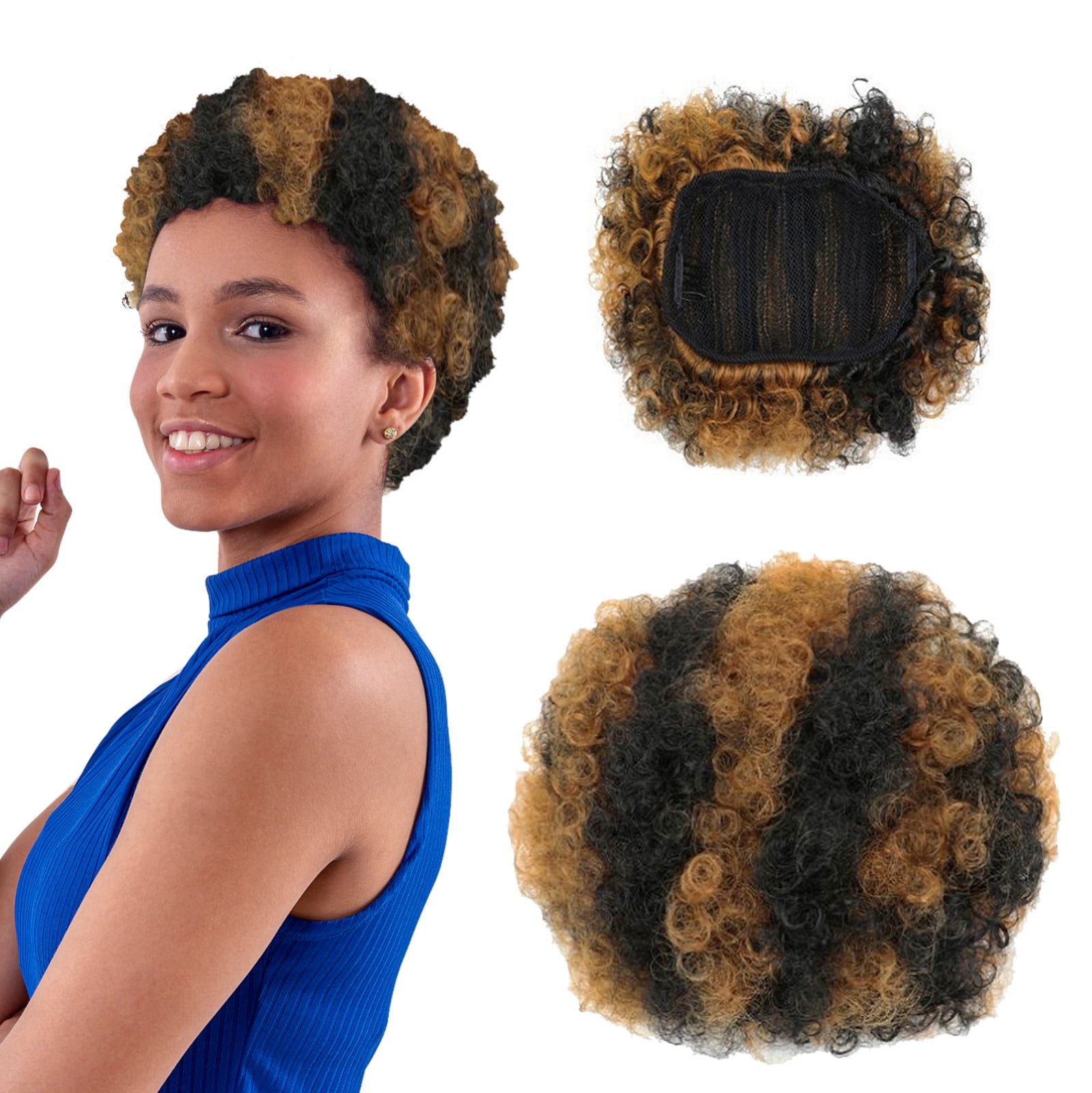 Bob Wig Human Hair African Drawstring Ponytail, Premium Synthetic Curly ...