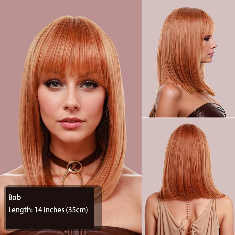 Bob Wig With Bangs, Full Head Hairstyle, Short Female Style - Walmart.com