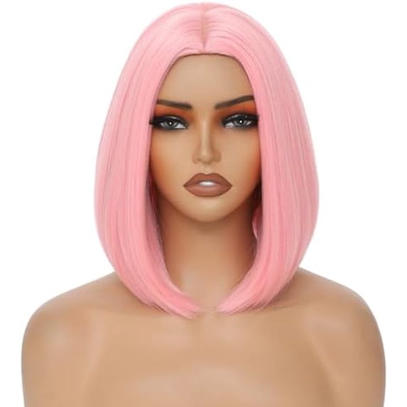 Bob Wig for Women 12 Inch Straight Wigs Middle Part Synthetic Wig ...