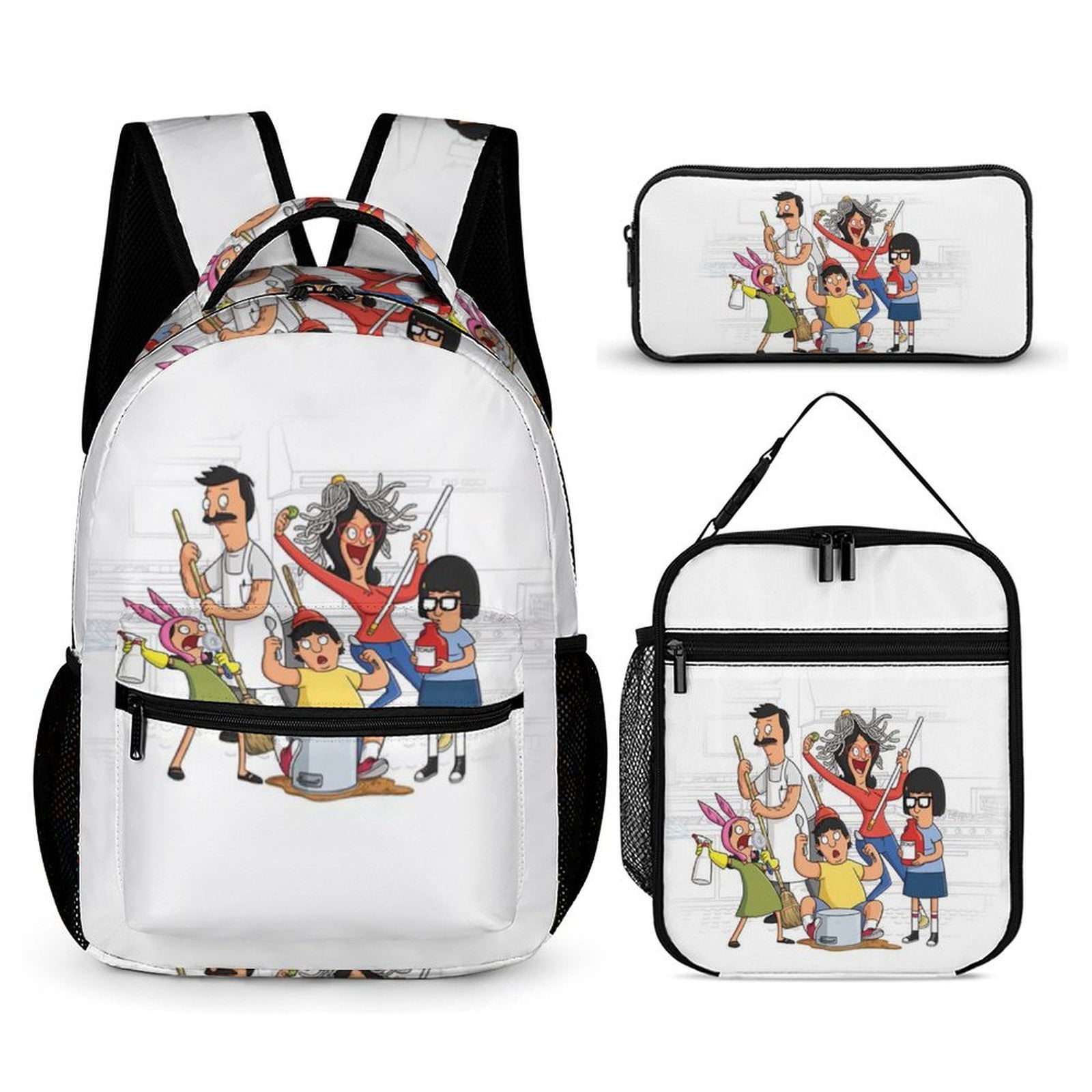 Bob's Burgers Backpack 3 Piece Set Large Capacity Schoolbag & Lunch ...