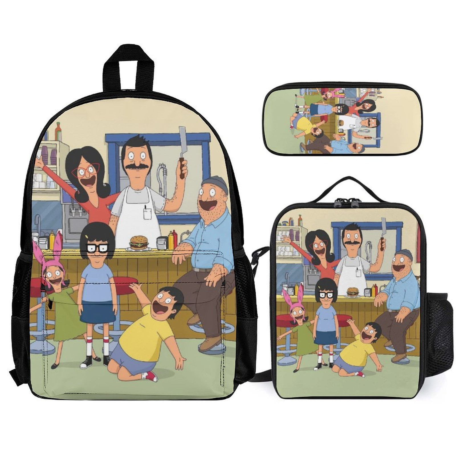 Bob's Burgers Backpack 3Pcs Set Lunch Box Stationery Case Bookbag ...