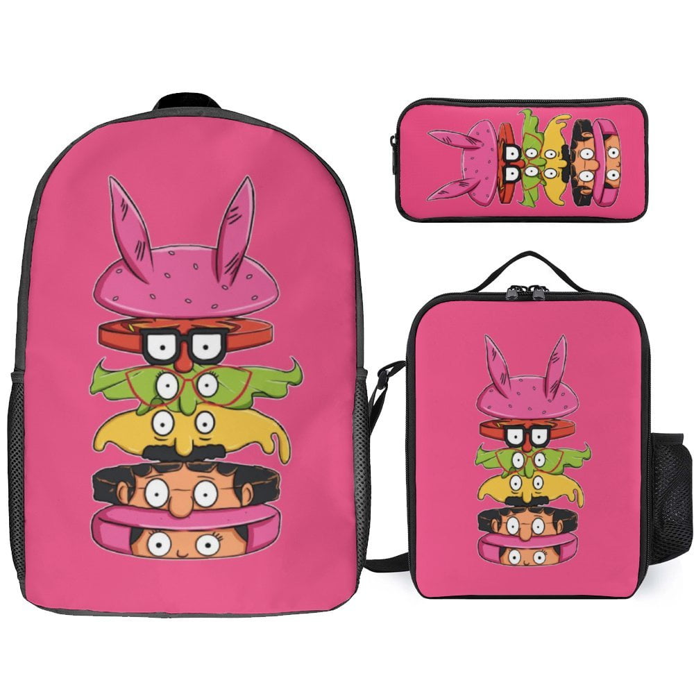 Bob's Burgers Backpack With Lunch Bag Pencil Bag 3D Printing Cartoon ...