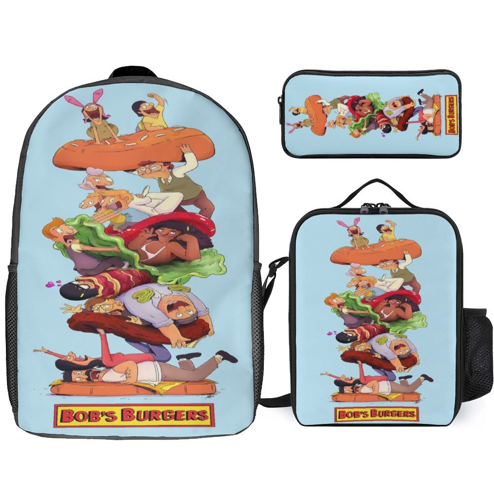Bob's Burgers Backpack With Lunch Bag Pencil Bag 3D Printing Cartoon ...