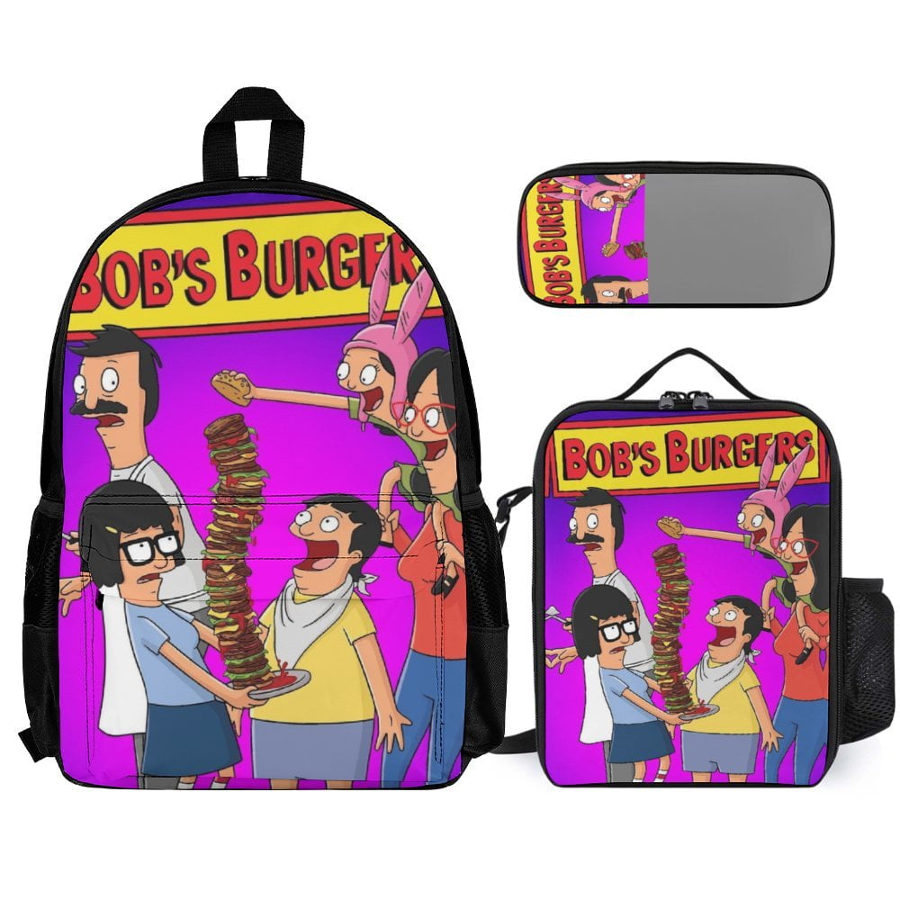 Bob's Burgers Backpacks 3 Piece Set Kids Bookbag School Bag with Lunch ...