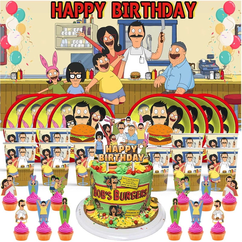 Bob's Burgers Birthday Cups Party Supplies Decor Backdrop Plates Fans ...