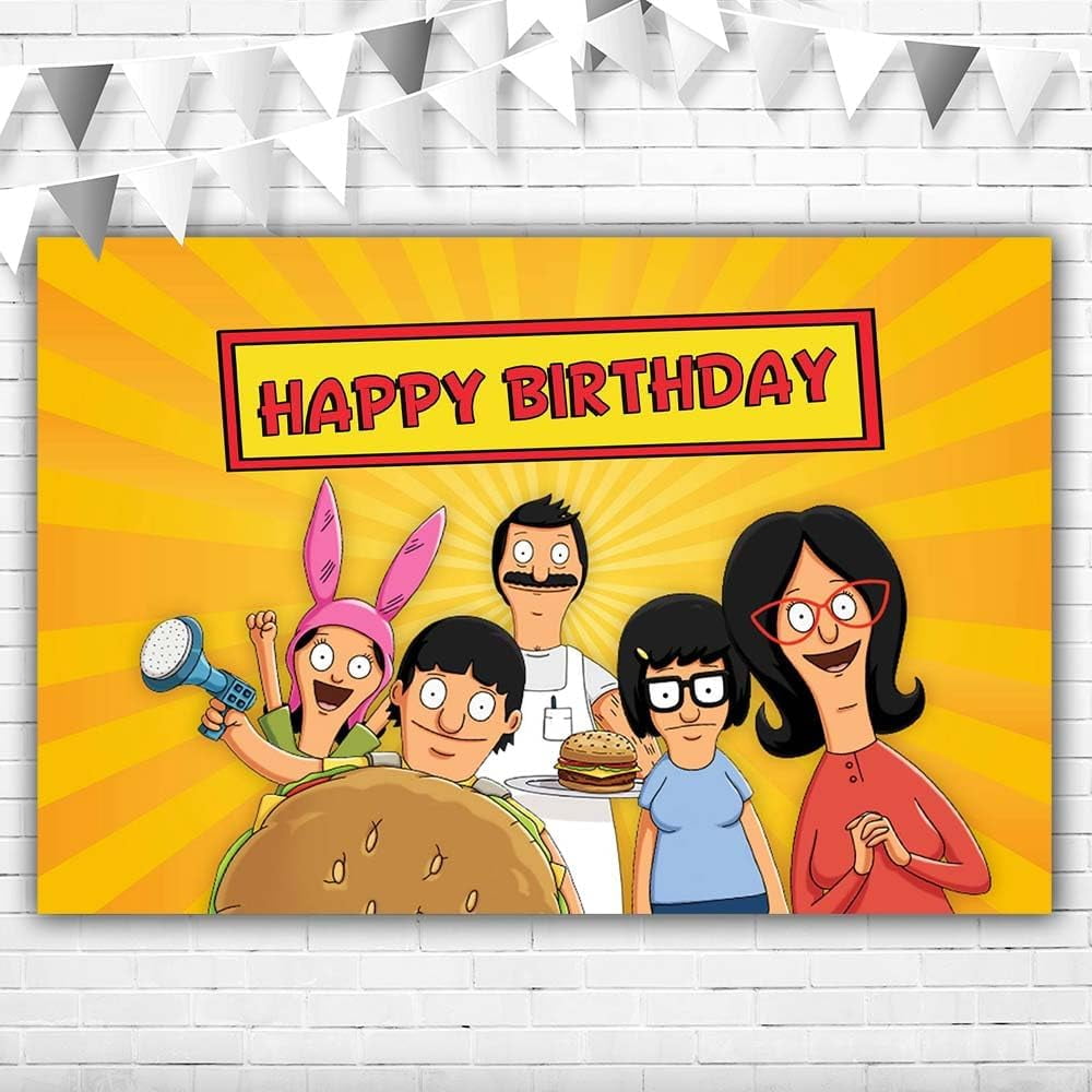 Bobs Burgers Birthday Party Decorations Banner 5x3ft Happy Birthday