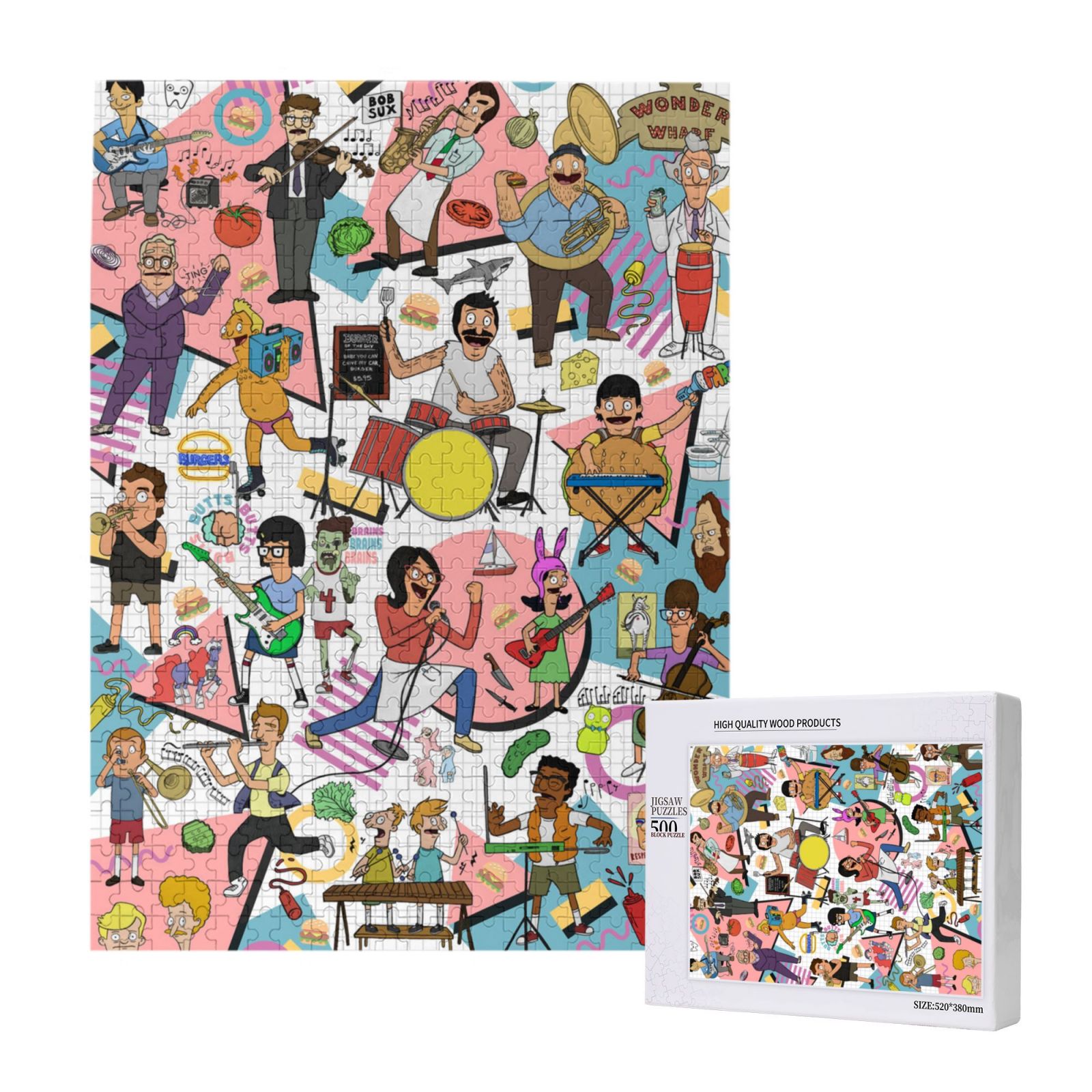 Bob's Burgers Characters Family Wooden Jigsaw Puzzles Accessories ...