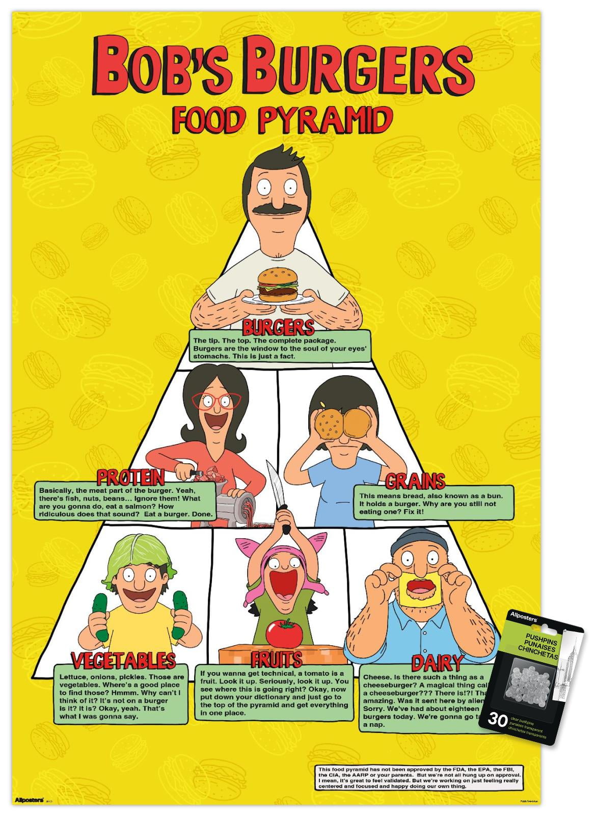 Bob's Burgers - Food Pyramid Wall Poster with Push Pins, 22.375" x 34 ...
