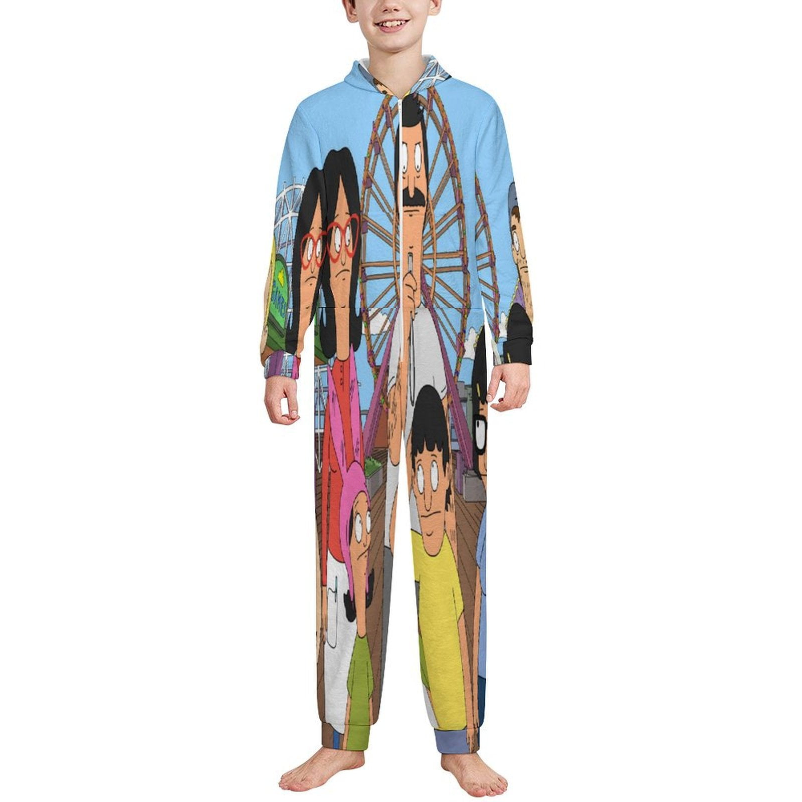 Bob's Burgers Kids One Piece Pajama Hooded Union Suit PJs Sleepwear for ...