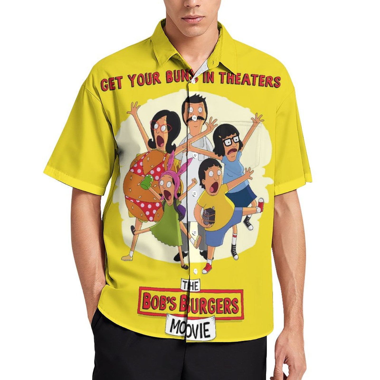 Bob's Burgers Mens Hawaiian Shirt Summer Casual Short Sleeve Button ...