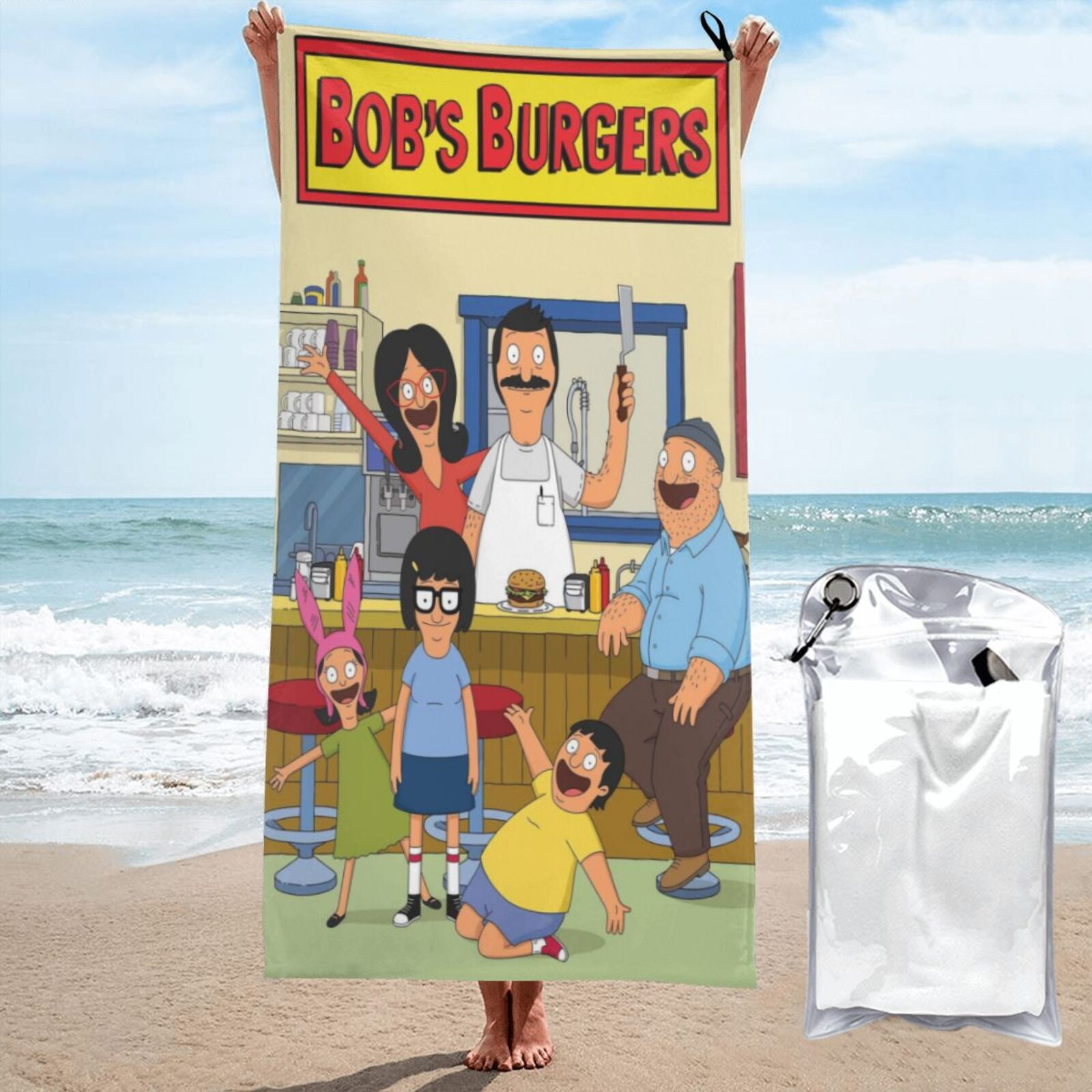 Bob's Burgers Microfiber Beach Towel, 27.5"x55" Oversized Sand Free ...
