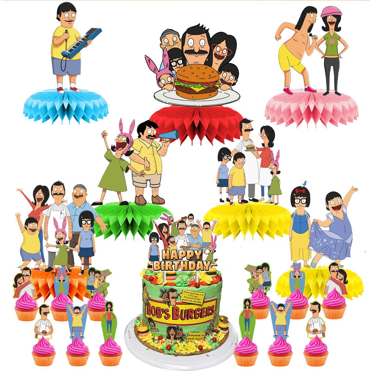 Bob's Burgers Party Supplies Honeycomb Centerpieces Table Toppers Cake ...