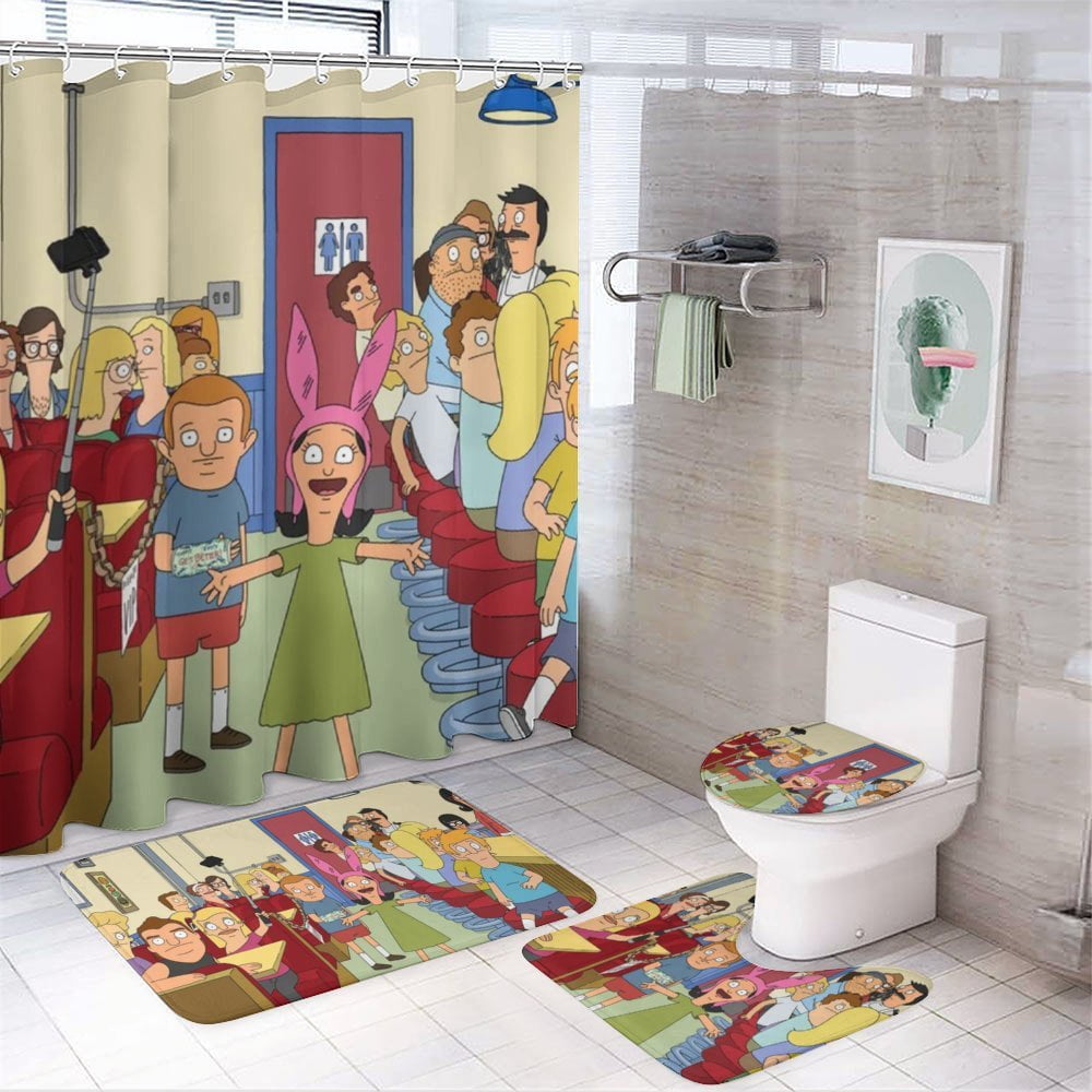 Bob's Burgers Shower Curtain Sets 4 Piece Bathroom Set Shower Curtain ...