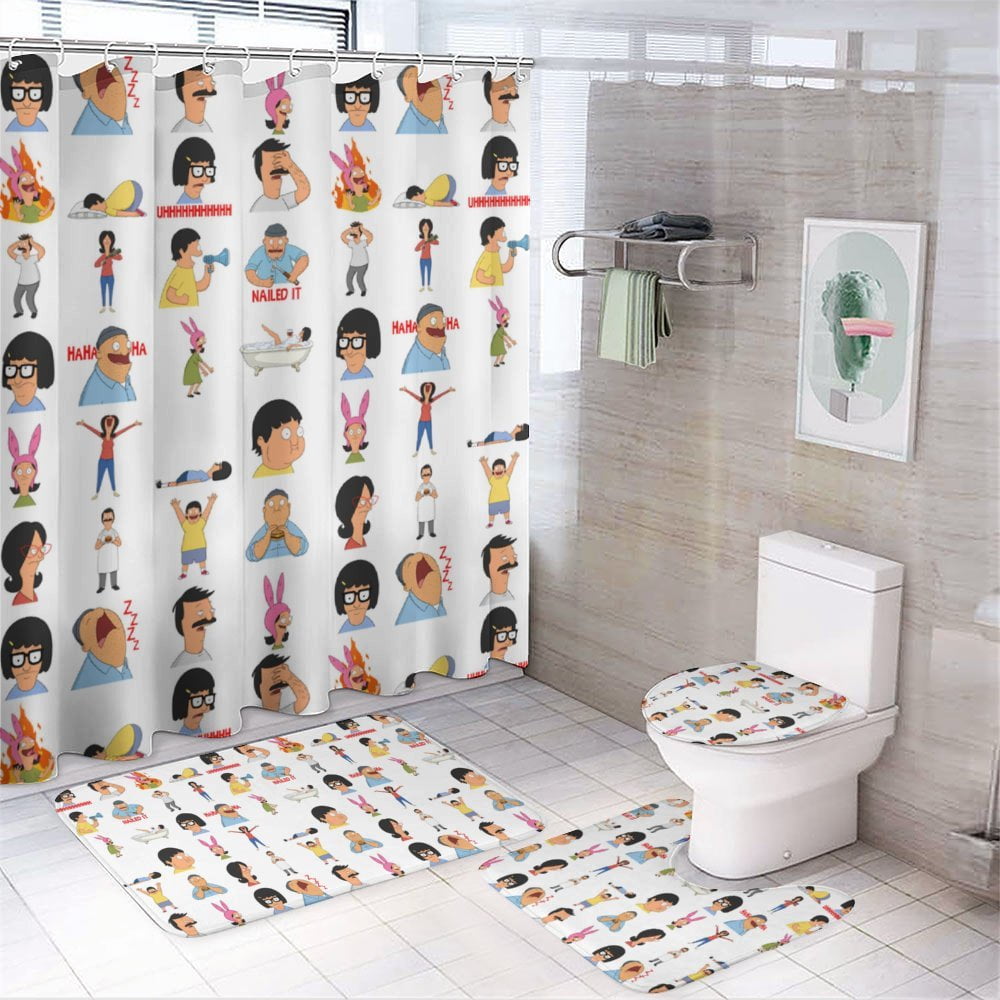 Bob's Burgers Shower Curtain Sets 4 Piece Bathroom Set Shower Curtain ...