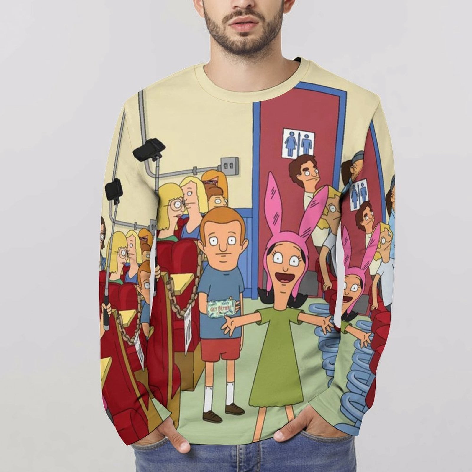 Bob's Burgers T-shirt for Men Long Sleeve Top Casual Lightweight Tee ...