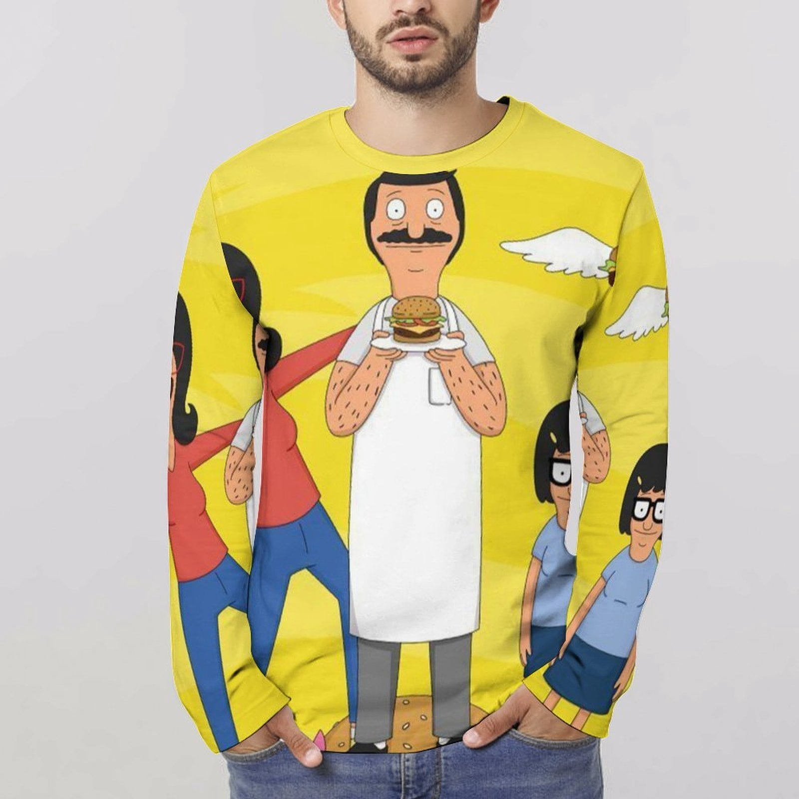 Bob's Burgers T-shirt for Men Long Sleeve Top Casual Lightweight Tee ...