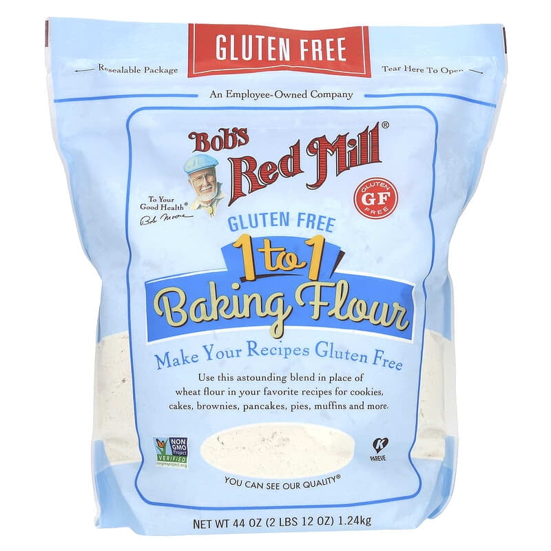 Bob's Red Mill, 1 to 1 Baking Flour, Gluten Free, 44 oz (1.24 kg) Pack ...