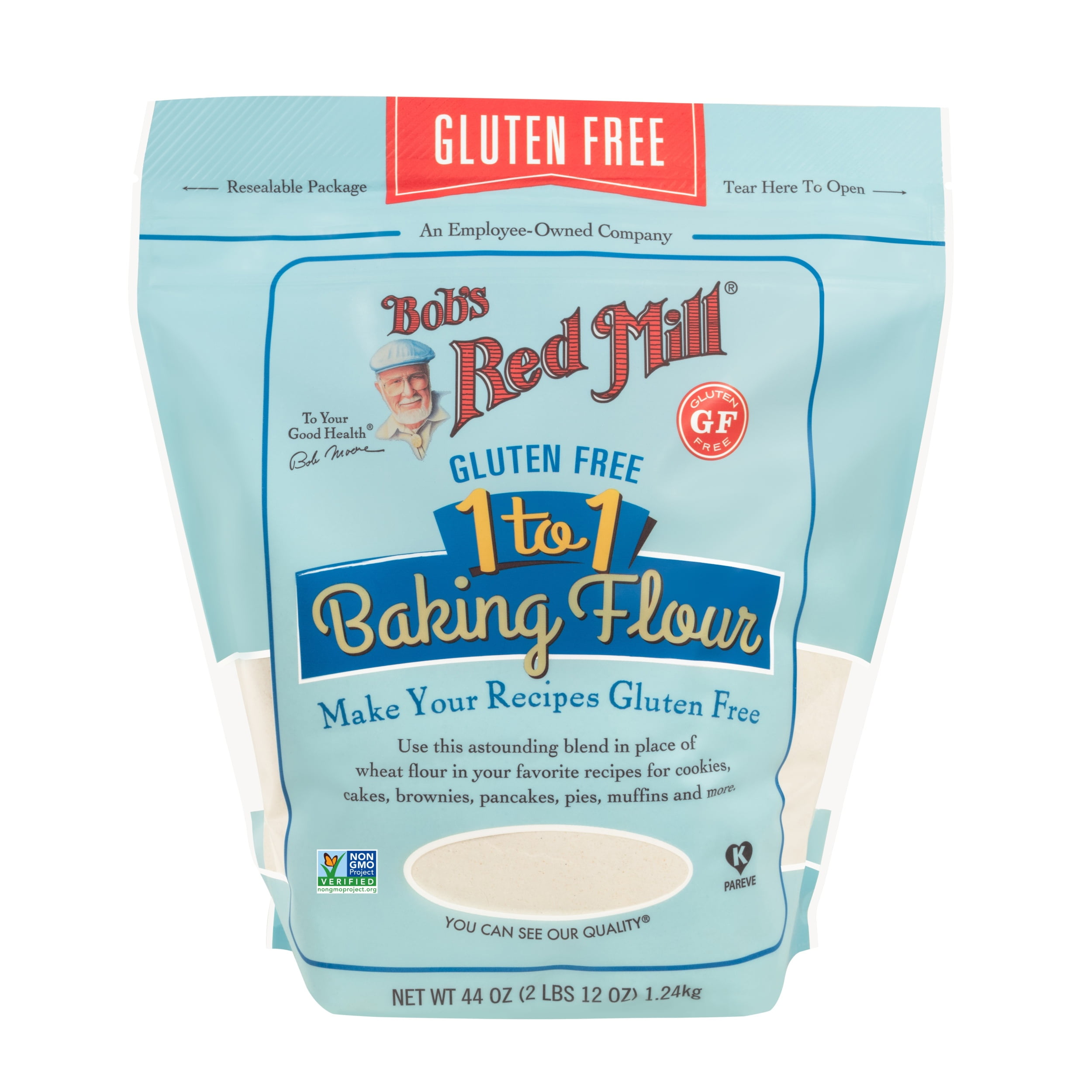 Bob's Red Mill Gluten Free 1-to-1 Baking Flour, 44 oz Bag, Versatile ...