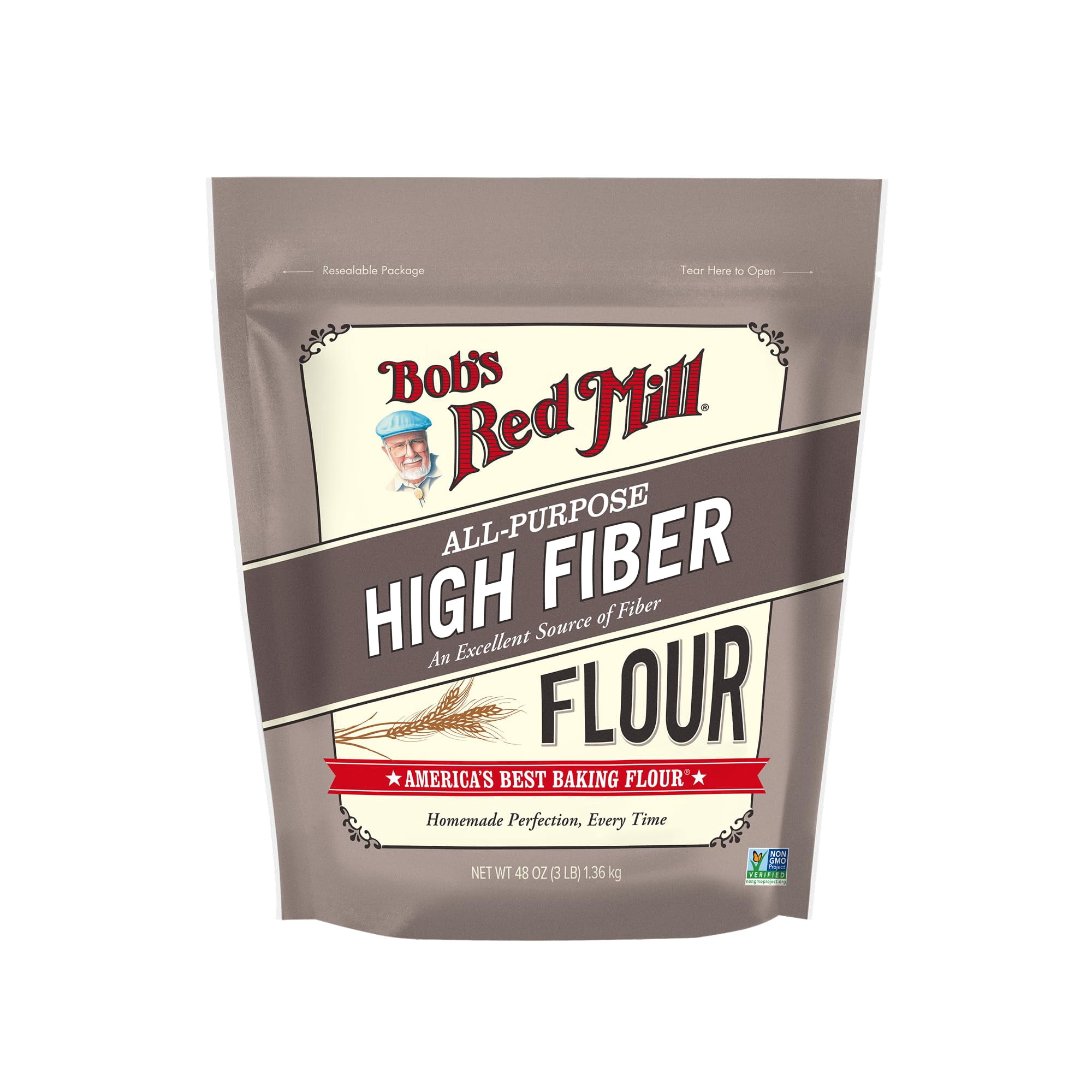 Bob’s Red Mill All GGA1 Purpose High Fiber Flour - 3 lb Bag, 1-to-1 ...
