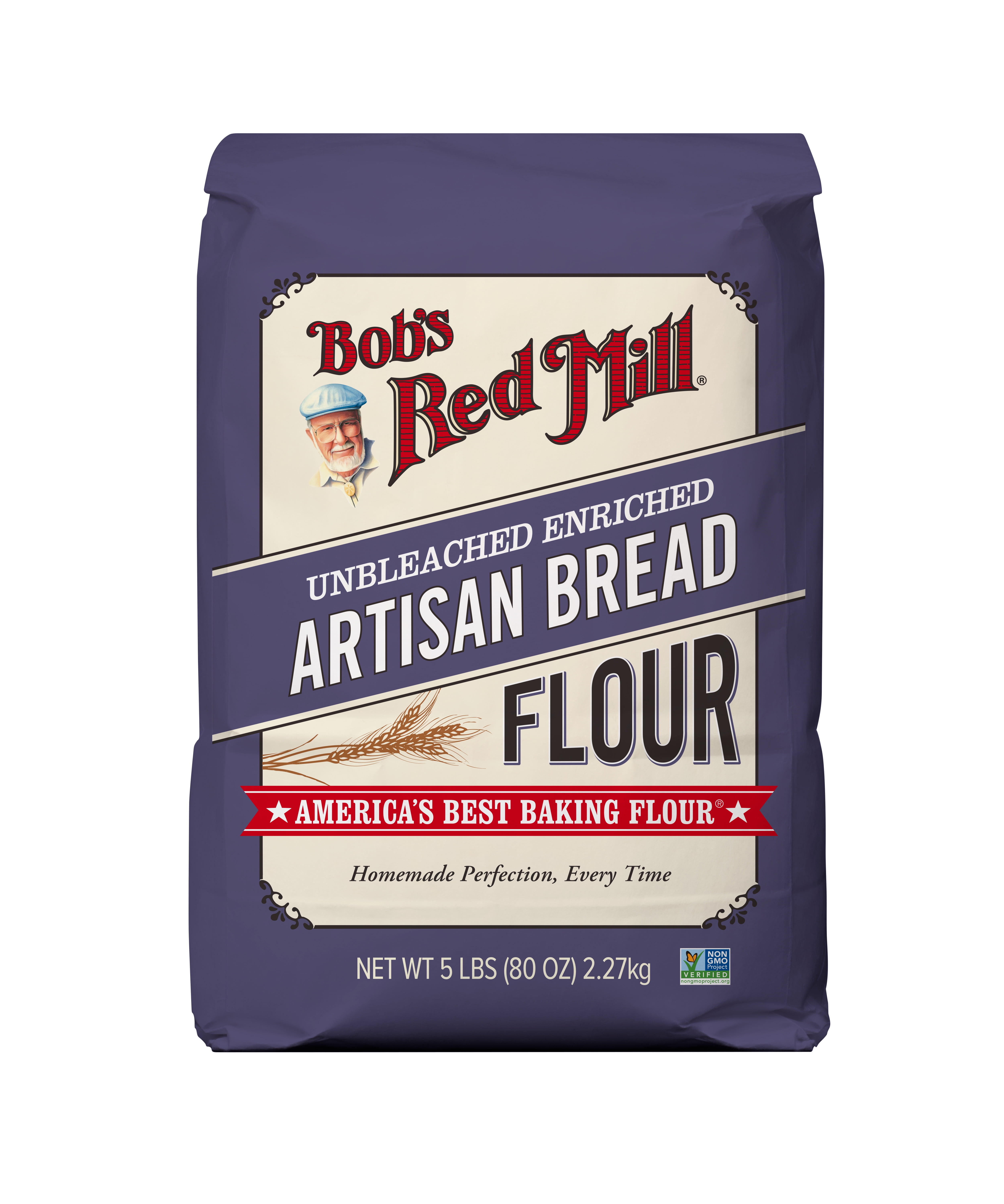 Bob's Red Mill Unbleached Enriched Artisan Bread Flour, 5 lb Shelf ...