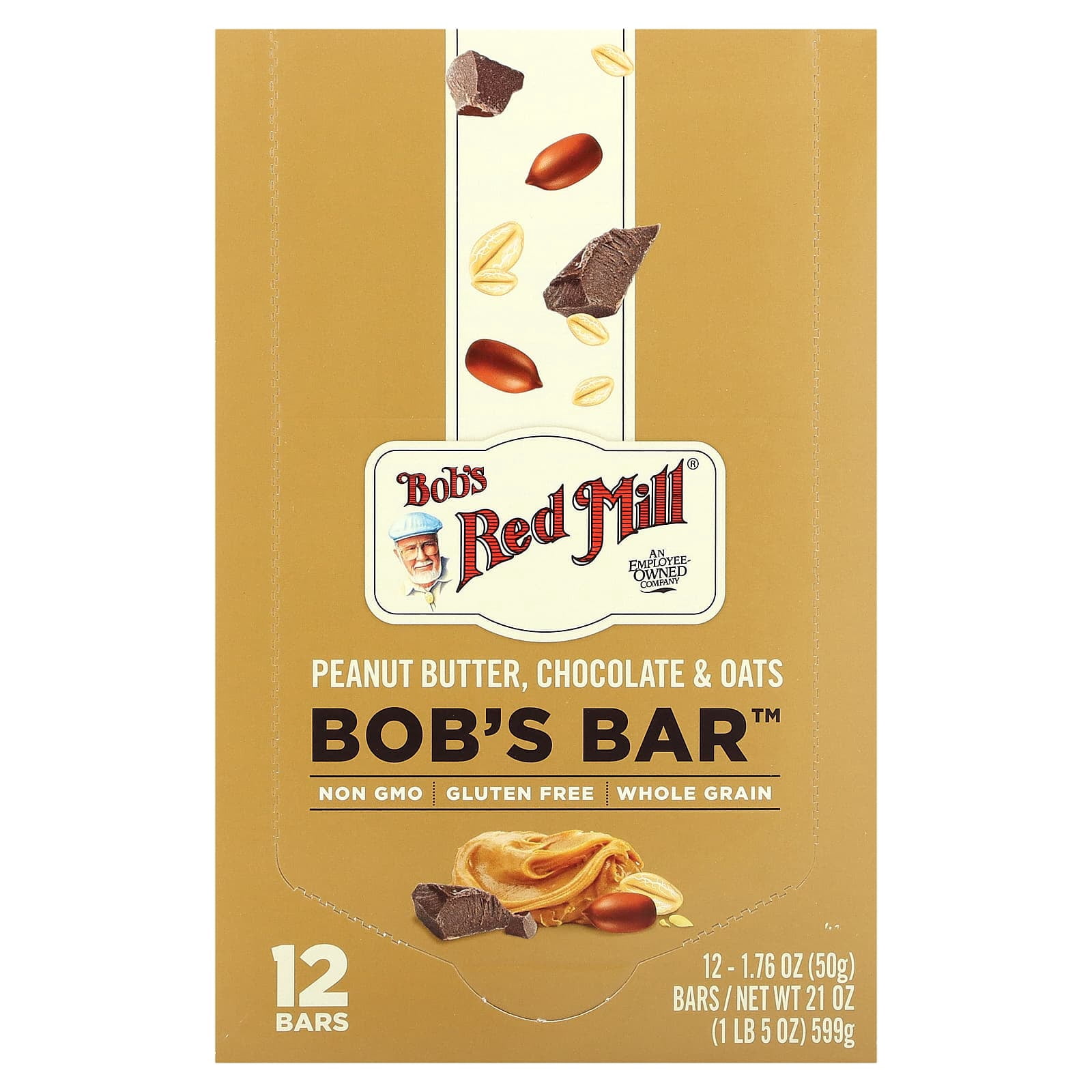 Bob's Red Mill Gluten Free Oat Bar Peanut Butter Chocolate & Oats -- 12 ...