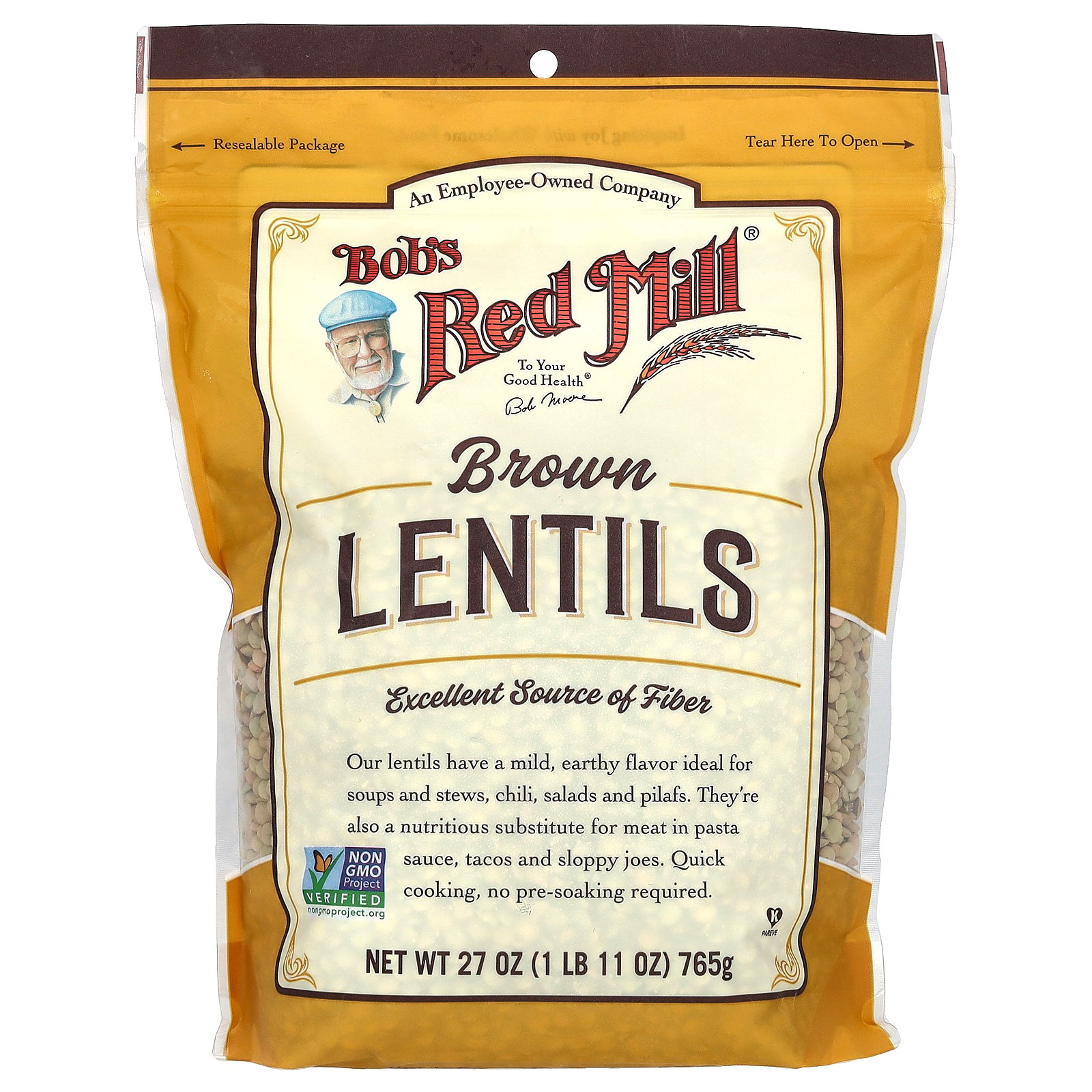 Bob's Red Mill Brown Lentils, 27 oz, High Protein and Fiber, Cooks in ...