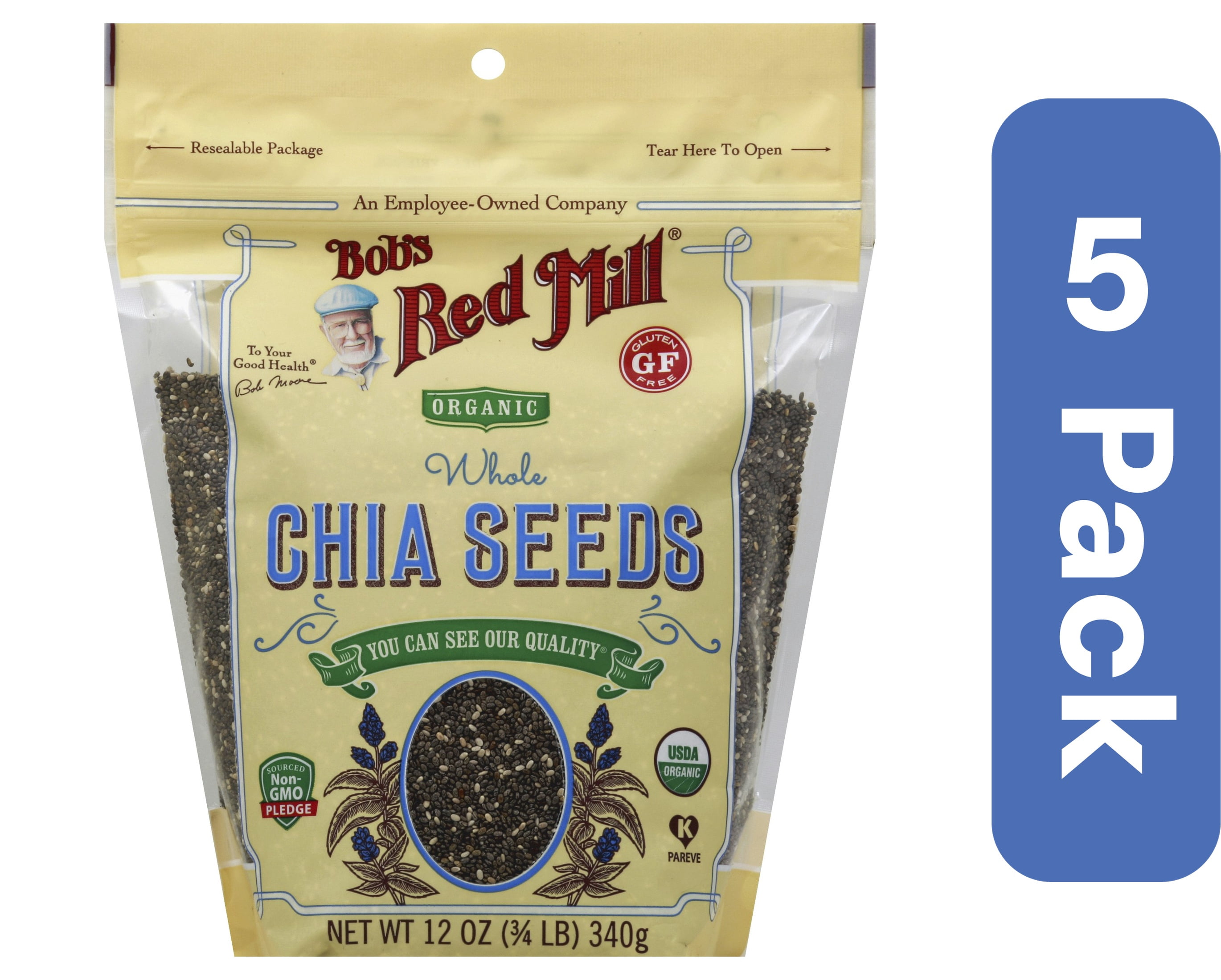 Bob's Red Mill Chia Seed 12 oz (Pack of 5) - Walmart.com