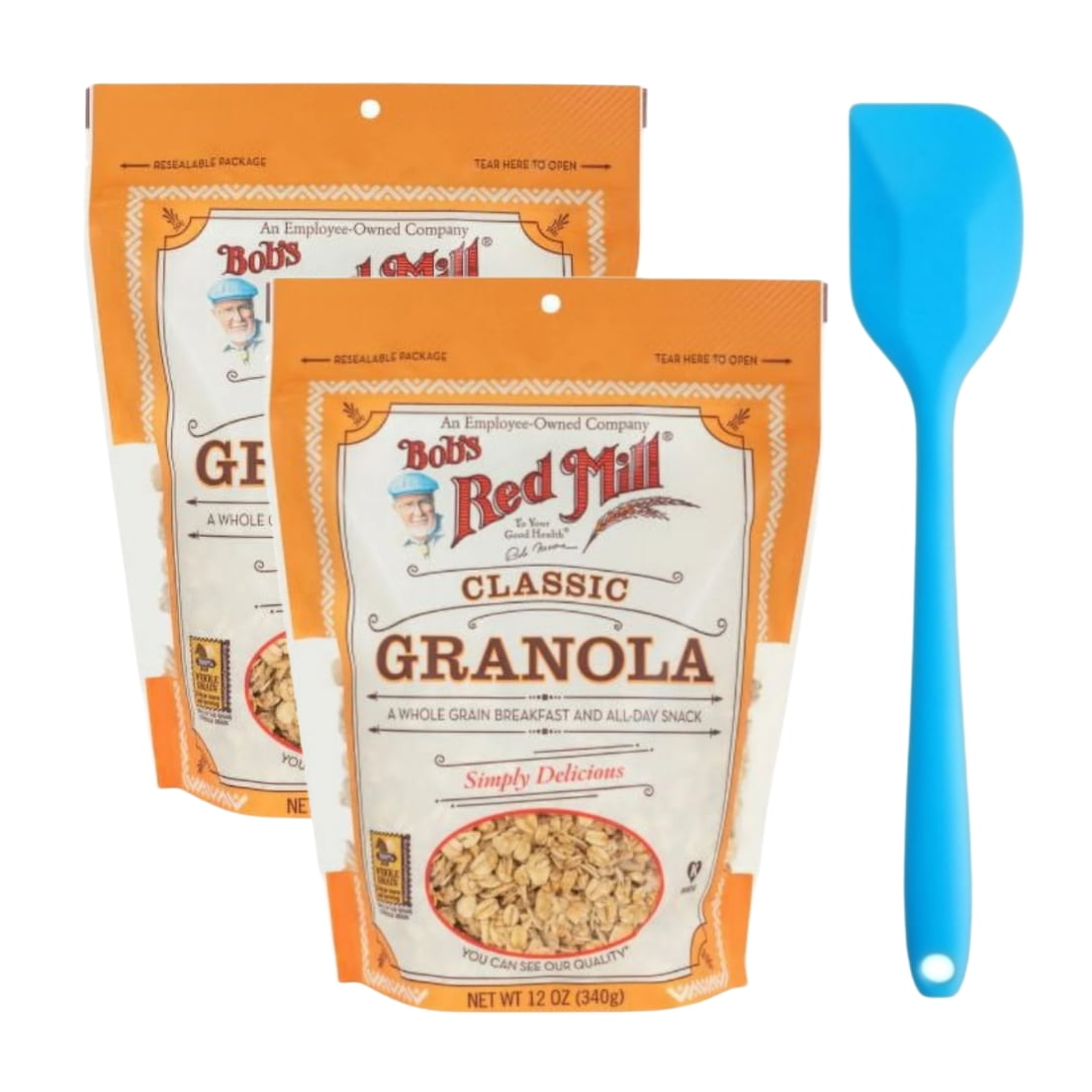 Bob's Red Mill Classic Granola 12 oz (2 pack) and 8in Silicone Spatula ...