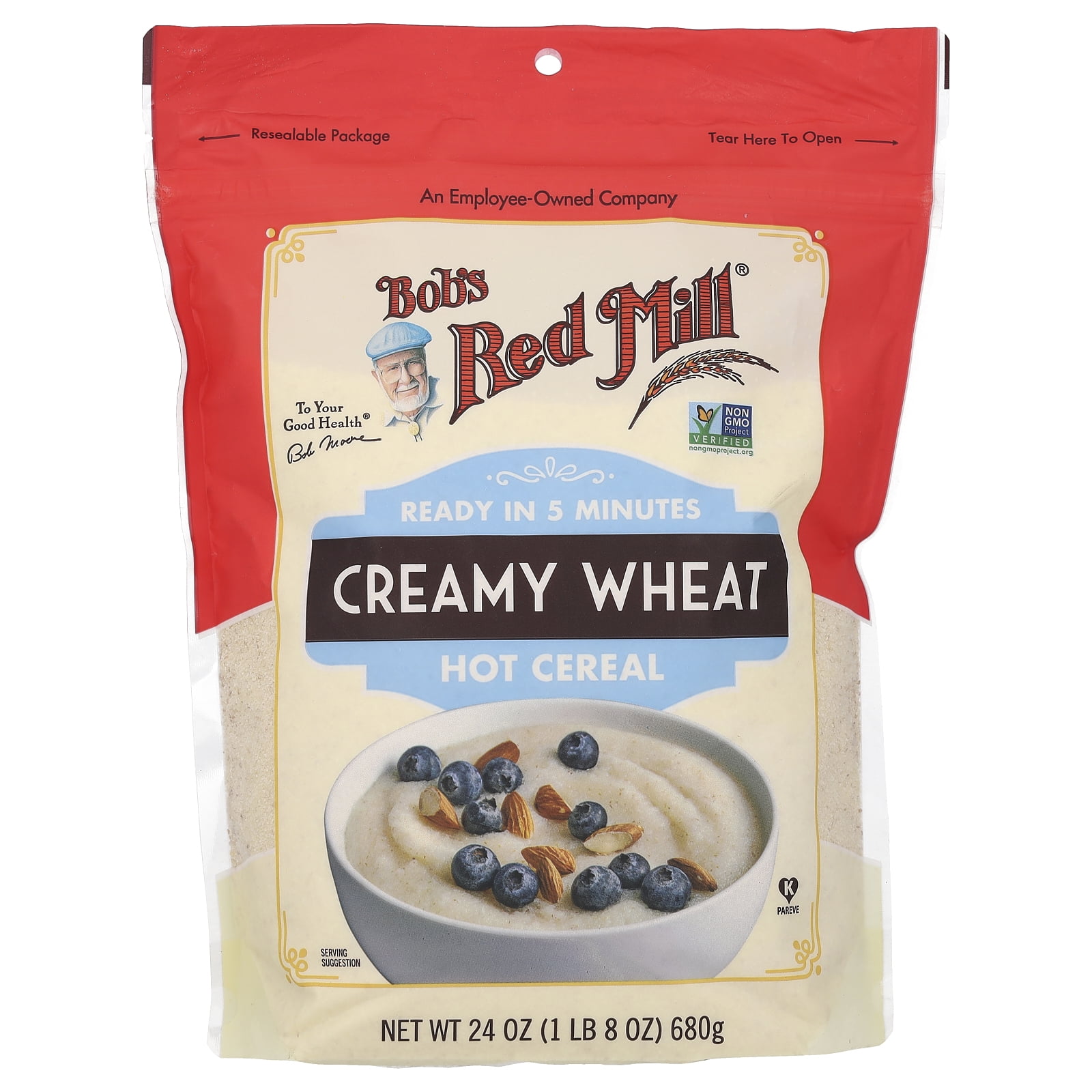 Bob's Red Mill Creamy Wheat Hot Cereal, Farina Texture, Kosher, 24 oz ...