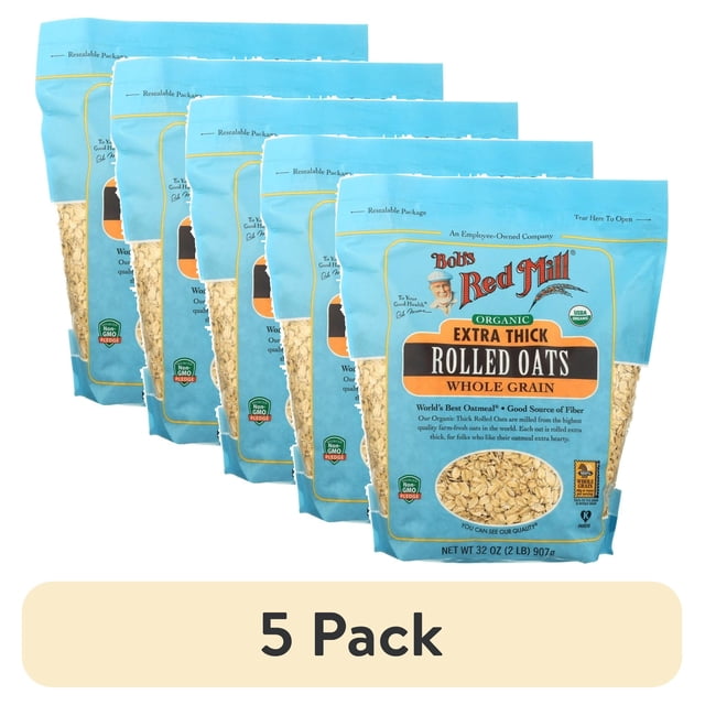 (5 pack) Bob's Red Mill, Extra Thick Rolled Oats, Organic, 32 oz ...