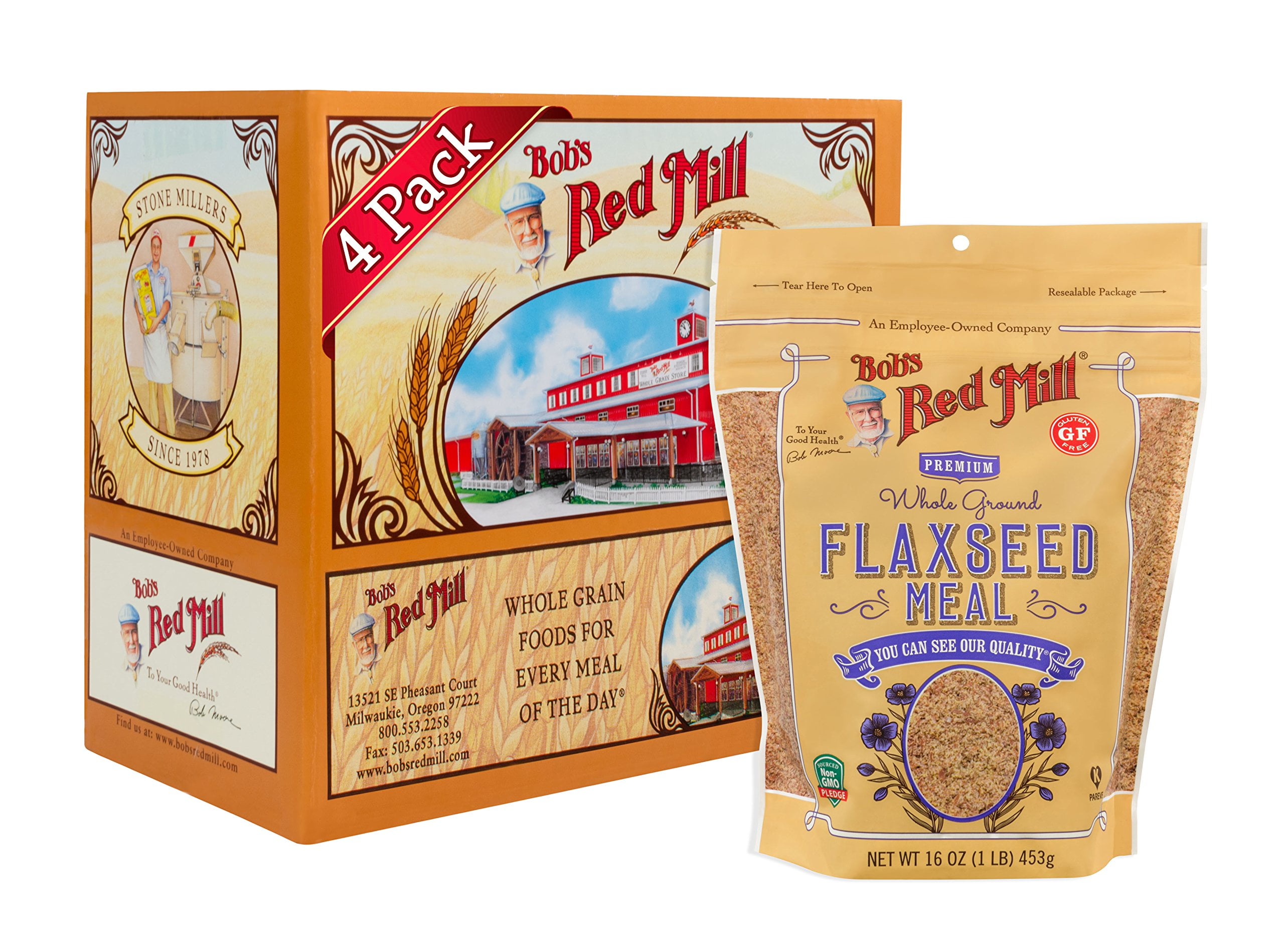 Bob's Red Mill Flaxseed Meal, 16oz SMR(Pack of 4) - Non GMO, Vegan ...
