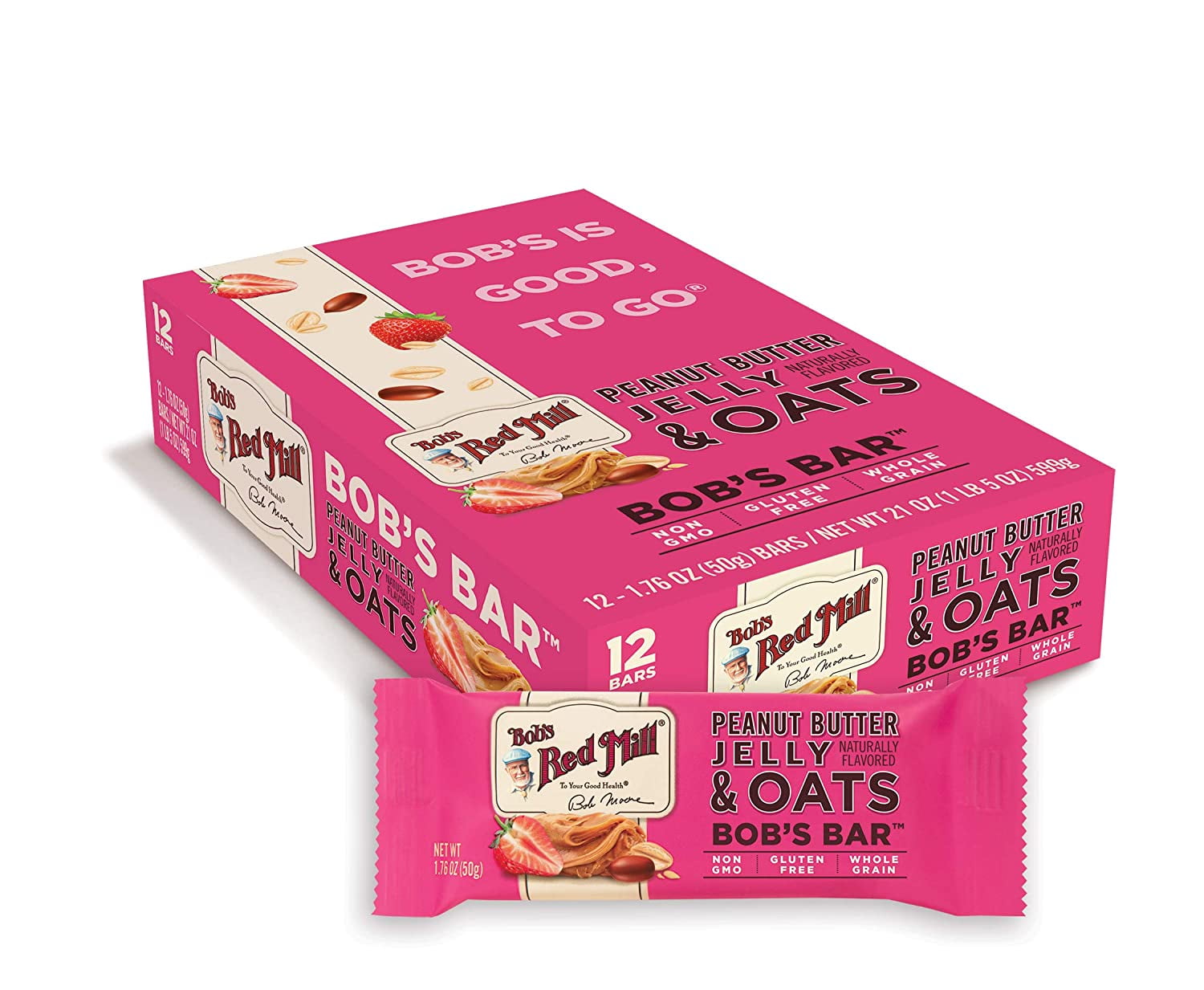 Bob's Red Mill Gluten Free Bob's Bar Peanut Butter Jelly & Oats 12 Bars ...