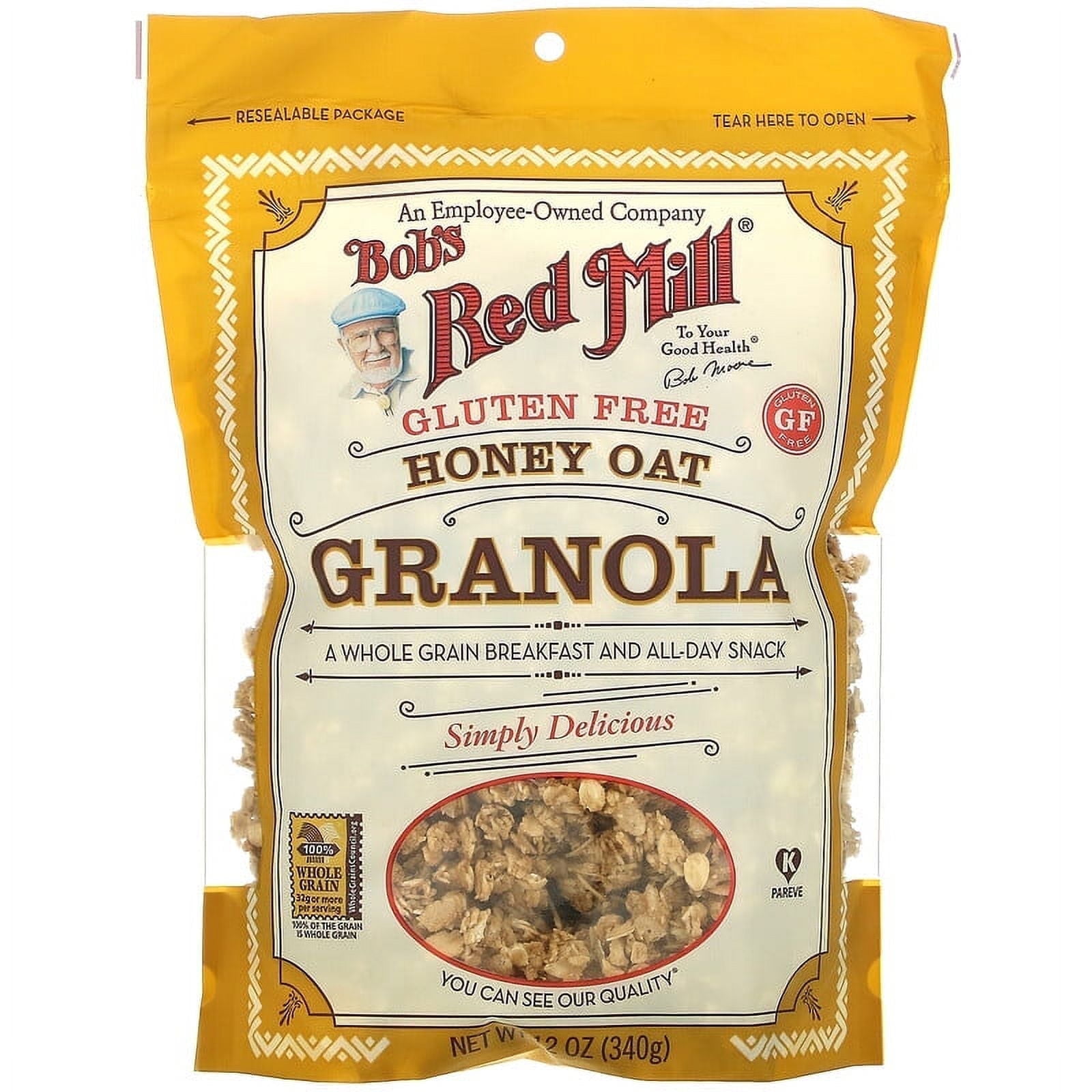 Bob's Red Mill Gluten Free Granola Honey Oat 12 oz Pack of 4 - Walmart.com