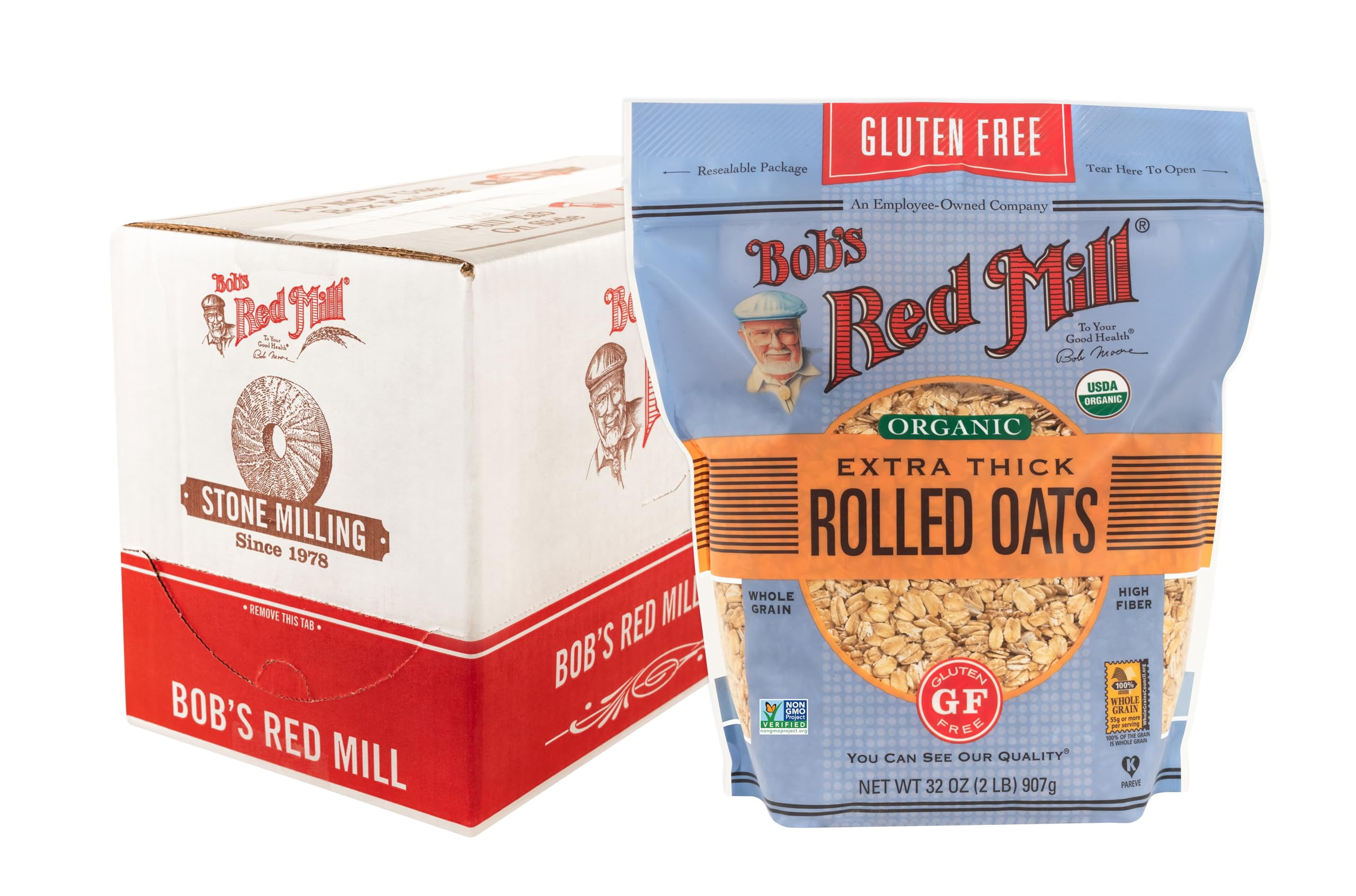 Bob's Red Mill Gluten Free Organic GJM1 Extra Thick Rolled Oats, 32oz ...