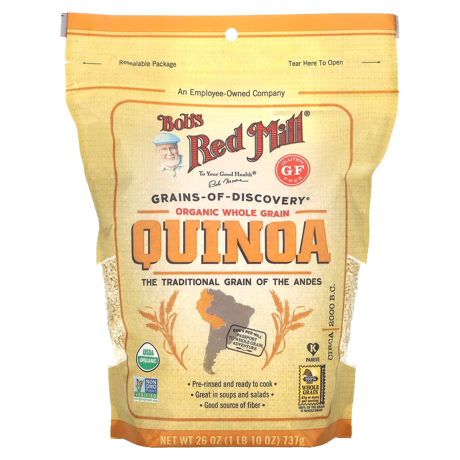 Bob's Red Mill Gluten Free Organic Whole Grain Quinoa - 13 oz - Walmart.com