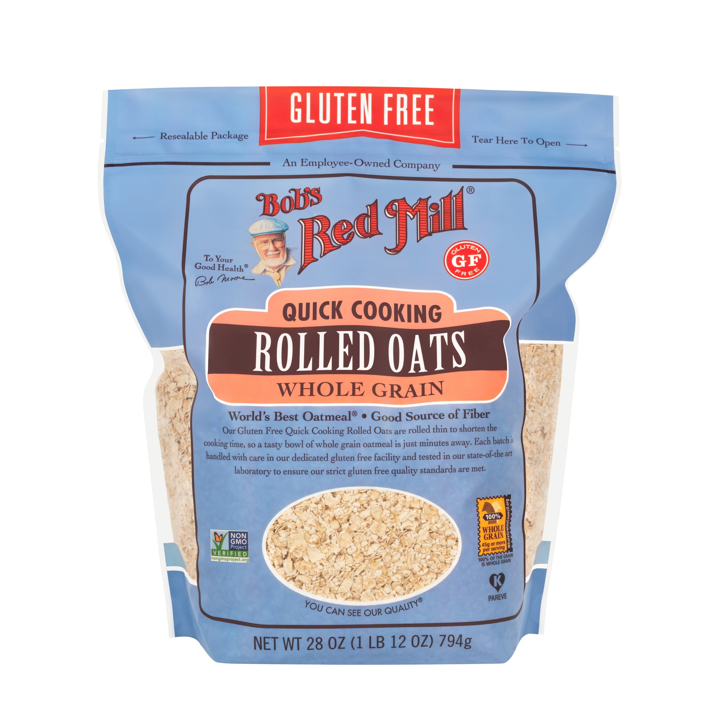 Bob's Red Mill Whole Grain Quick Cooking Rolled Oats, 28 oz, High Fiber ...