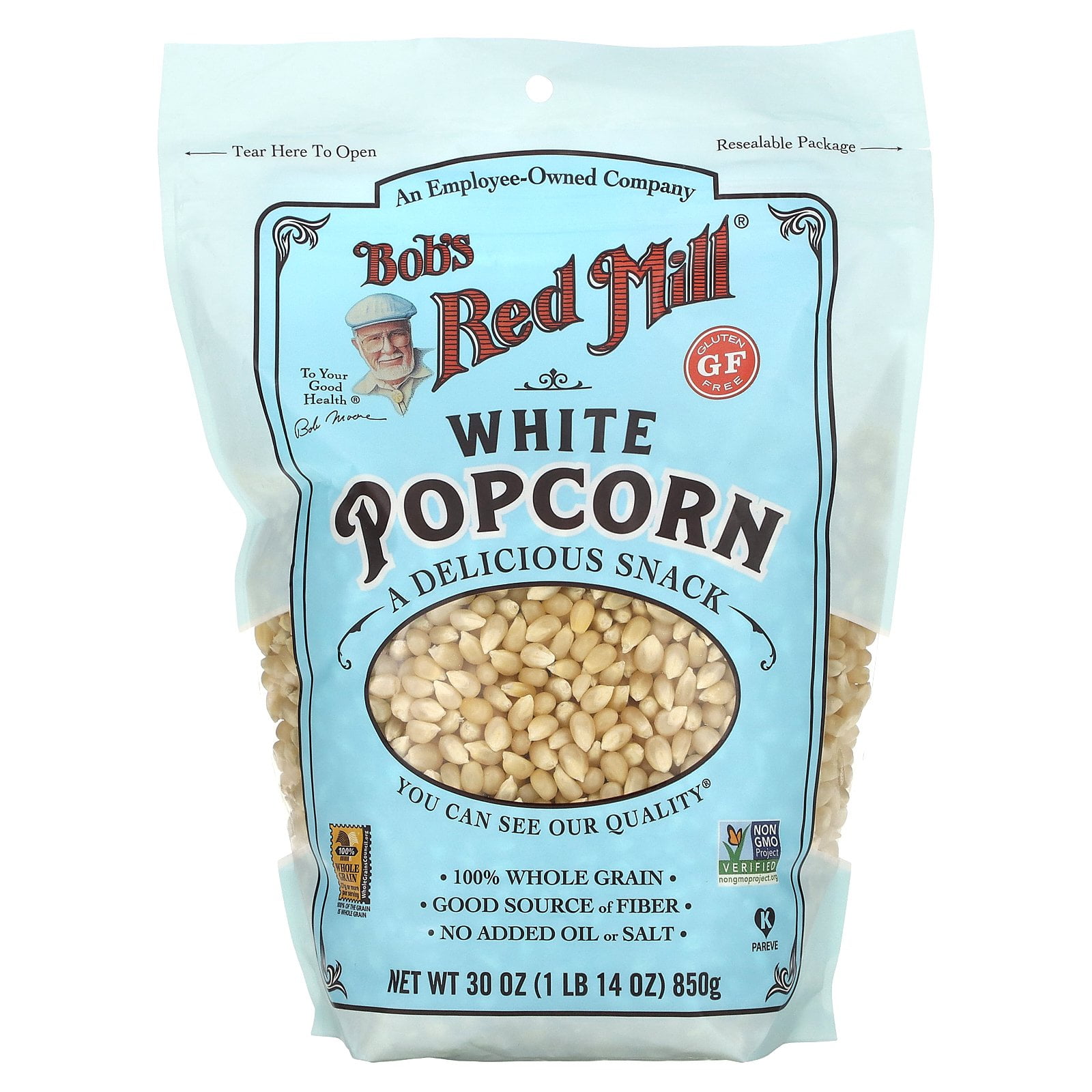 Bob's Red Mill Non-GMO, Gluten Free Whole White Popcorn, High Fiber, 30 ...