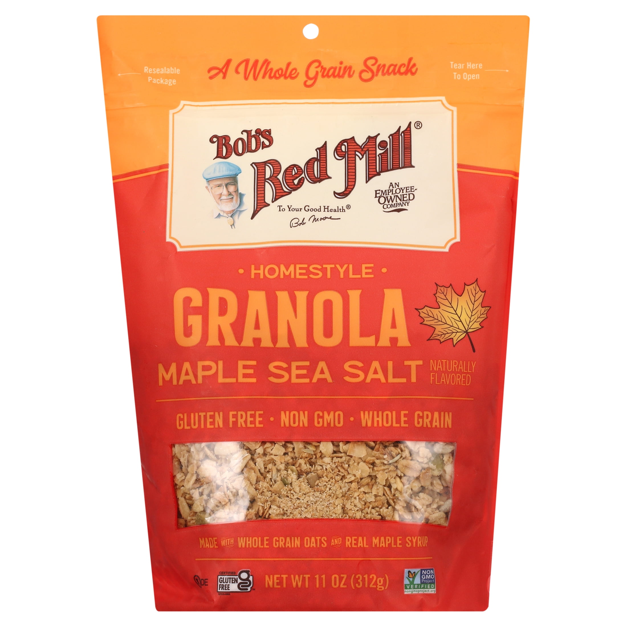 Bob's Red Mill Maple Sea Salt Granola 11 oz Bag Whole Grain Oats Vegan ...