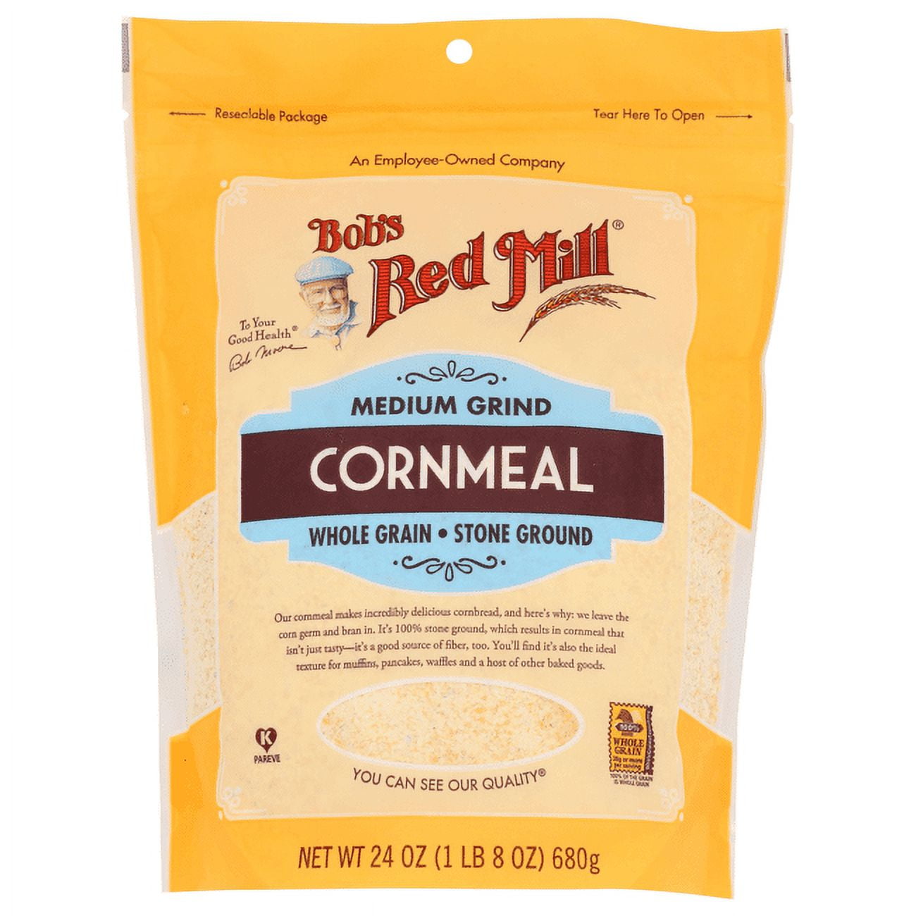 Bob's Red Mill 100% Whole Grain Medium Grind Cornmeal with Bran, 24 oz ...