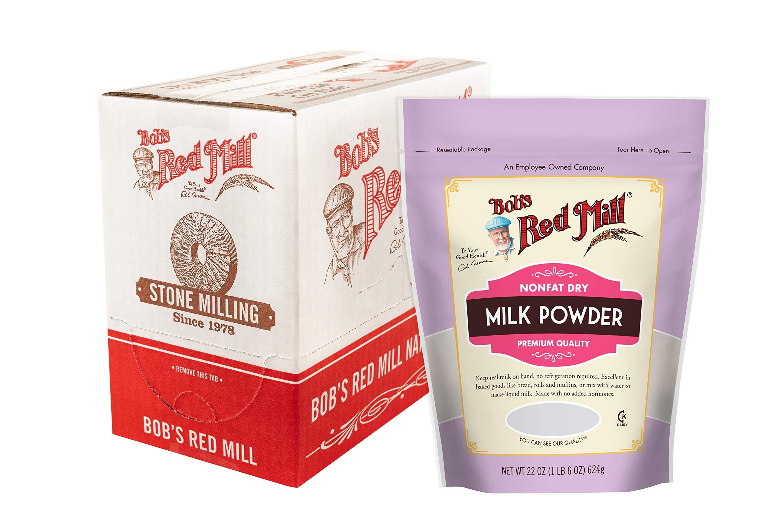 Bob's Red Mill Nonfat Dry Milk Powder - 22 oz (Pack of 4), Makes 26 ...