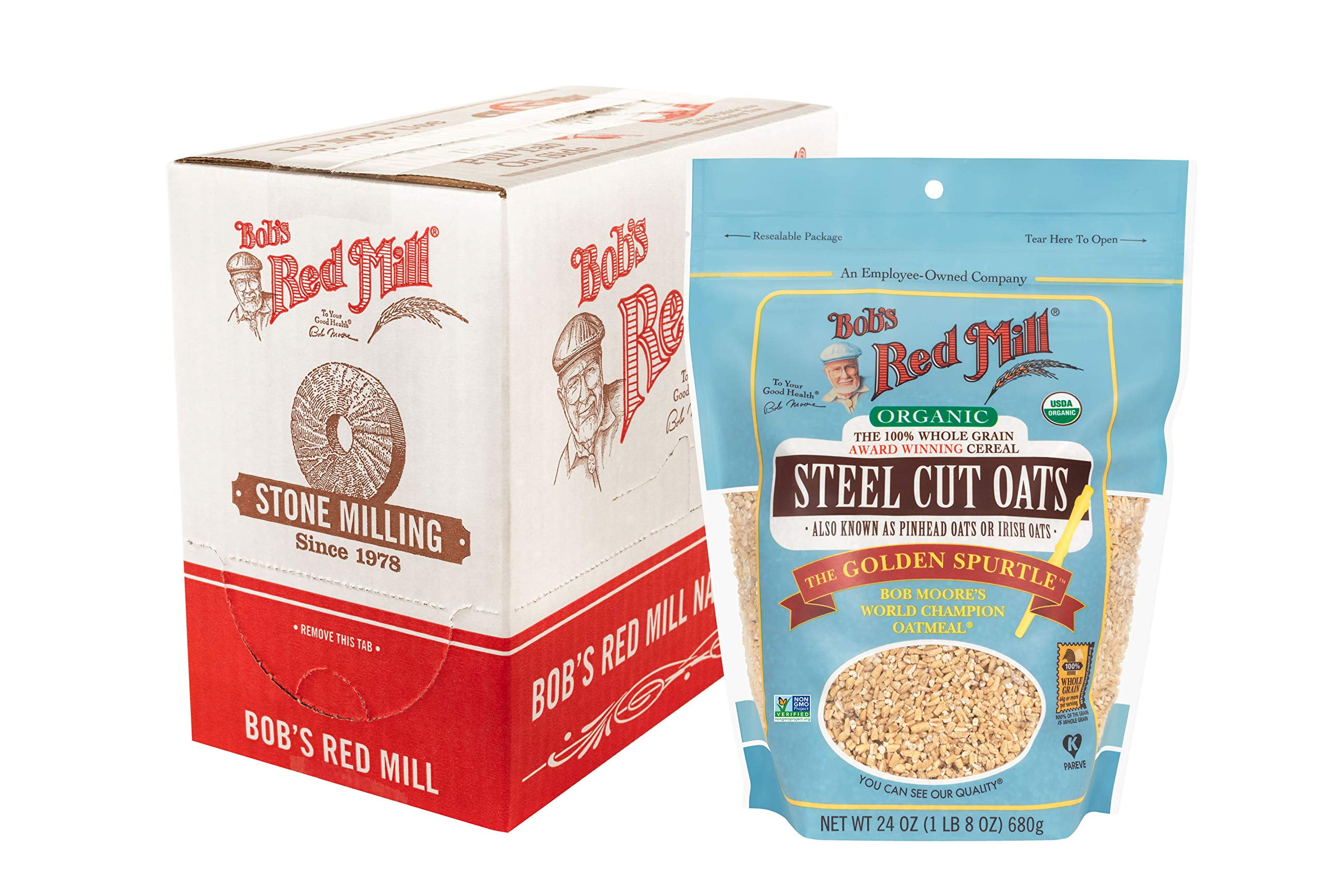 Bob's Red Mill Organic AIF4 Steel Cut Oats - 24 Ounce (Pack of 4), Non ...