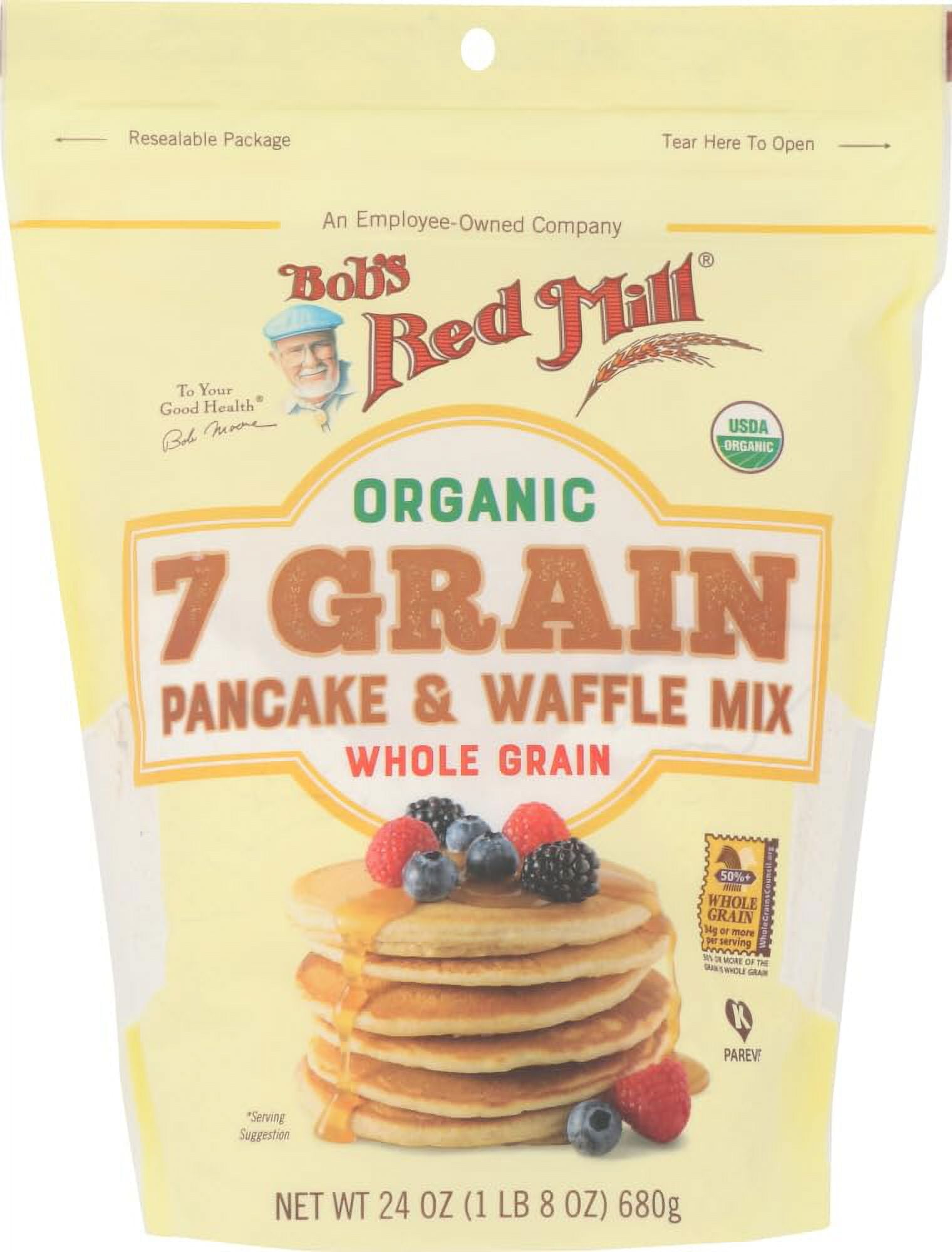 Bob's Red Mill Organic DEF29 7 Grain Pancake & Waffle Mix 24 oz (Two ...