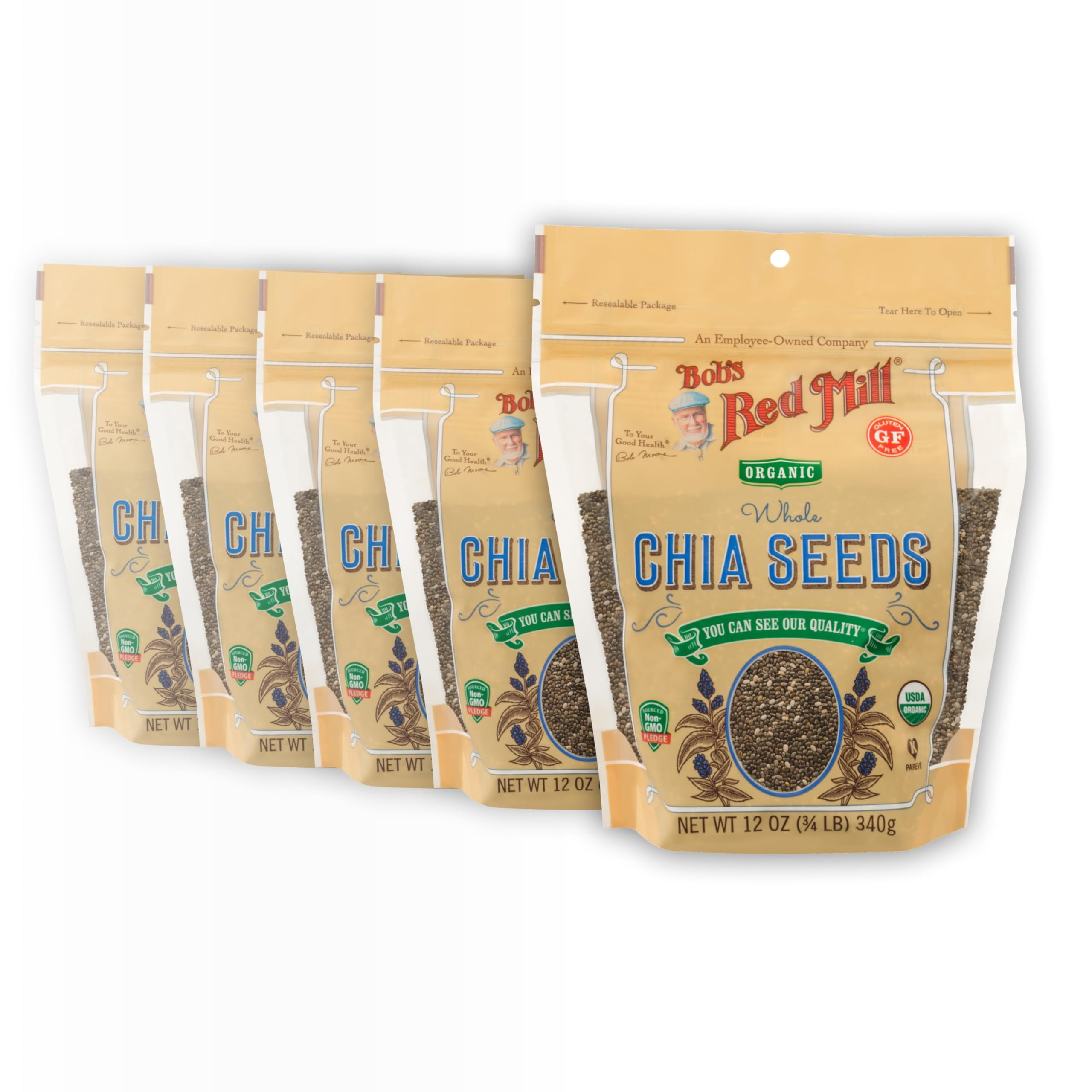 Bob's Red Mill Organic GGA1 Chia Seed, 12oz (Pack of 5) - Non GMO ...